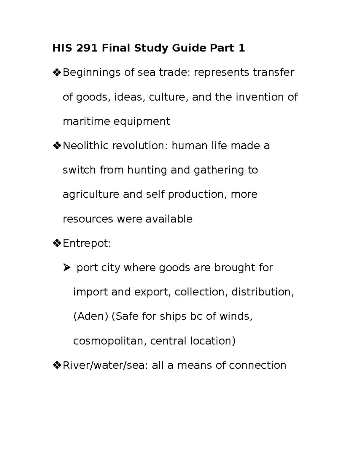 HIS 291 Final Study Guide Part 1 - HIS 291 Final Study Guide Part 1 ...