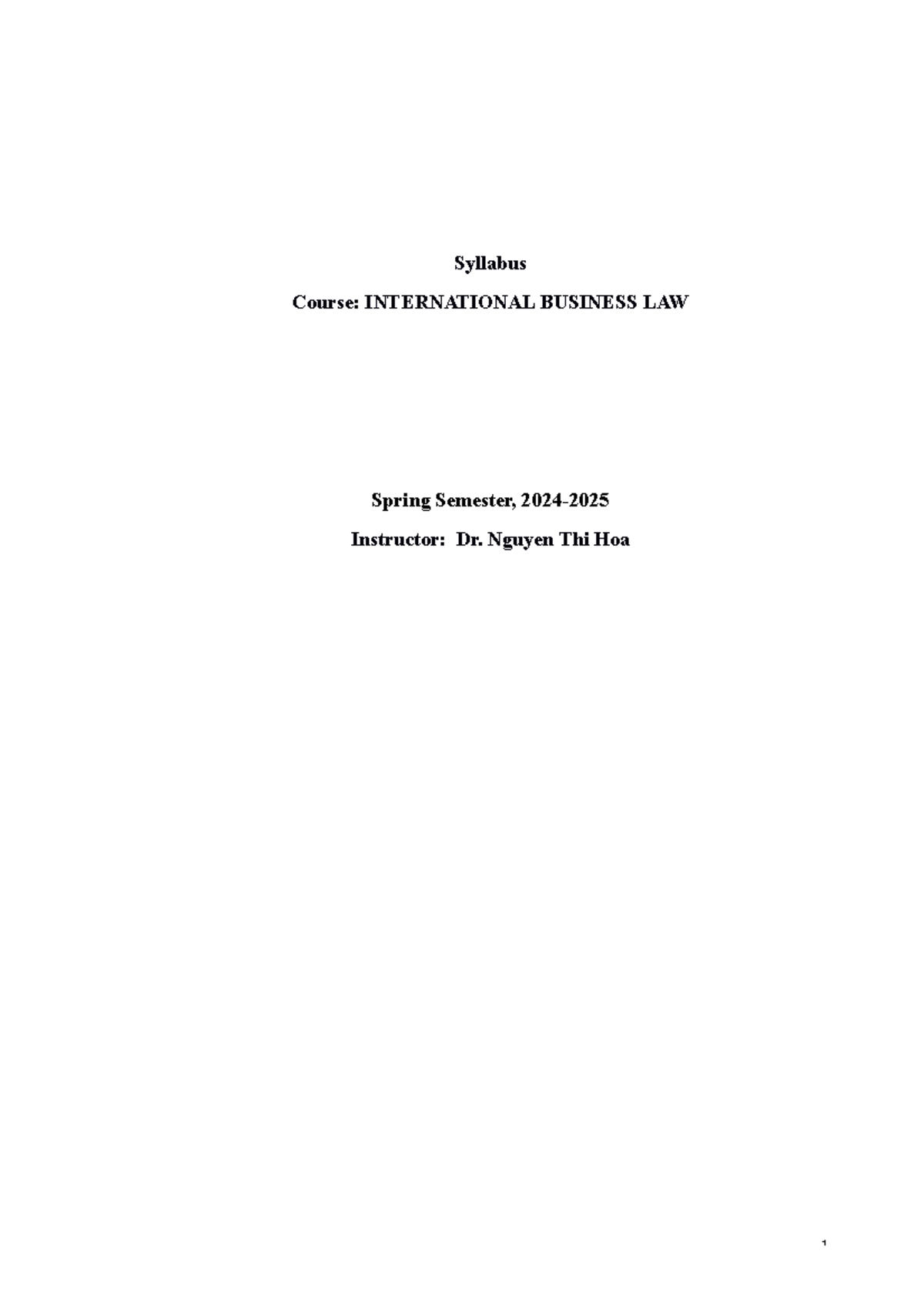 International Business Law. 30 - Syllabus Course: INTERNATIONAL ...