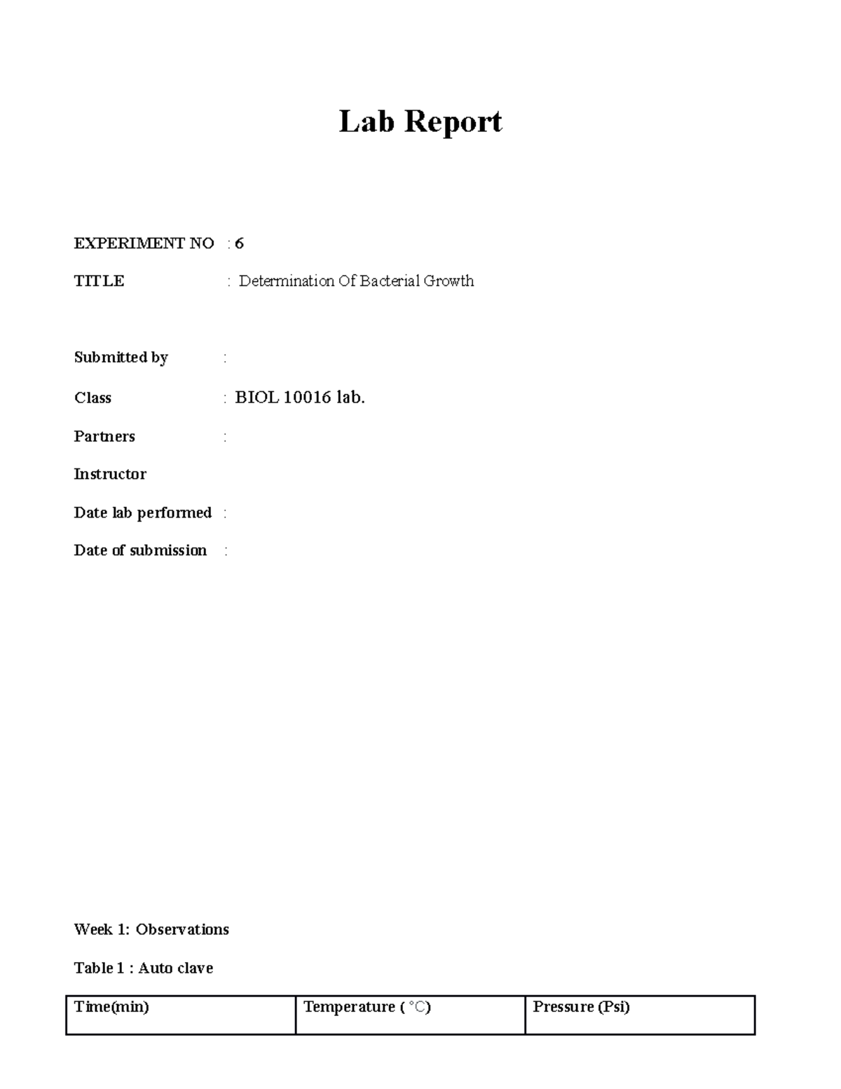 Bishal Microbio exp6 - Lab report 6 - Lab Report EXPERIMENT NO : 6 TITLE : Determination Of ...