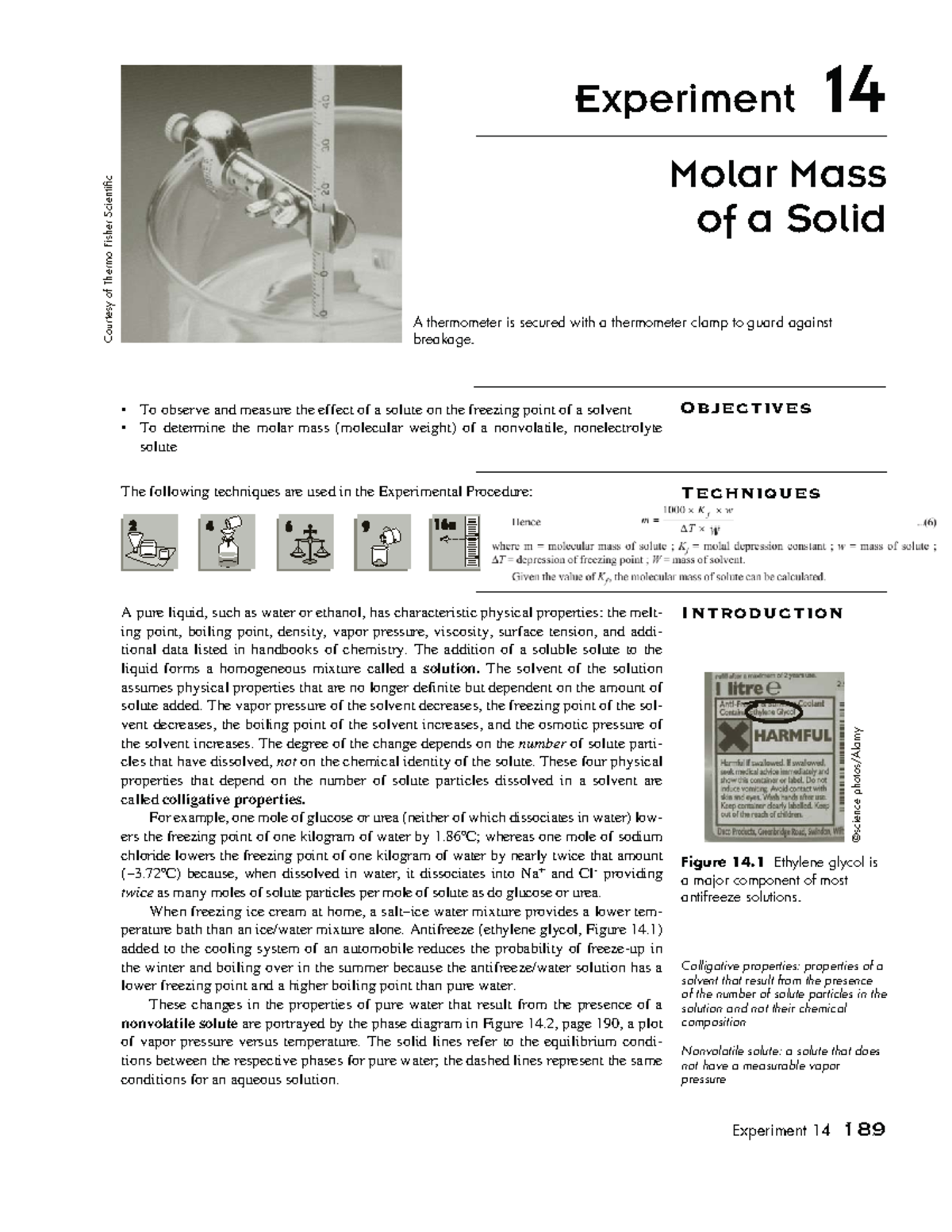 Practicals modified chem 1084 - Experiment 14 Molar Mass of a Solid To ...