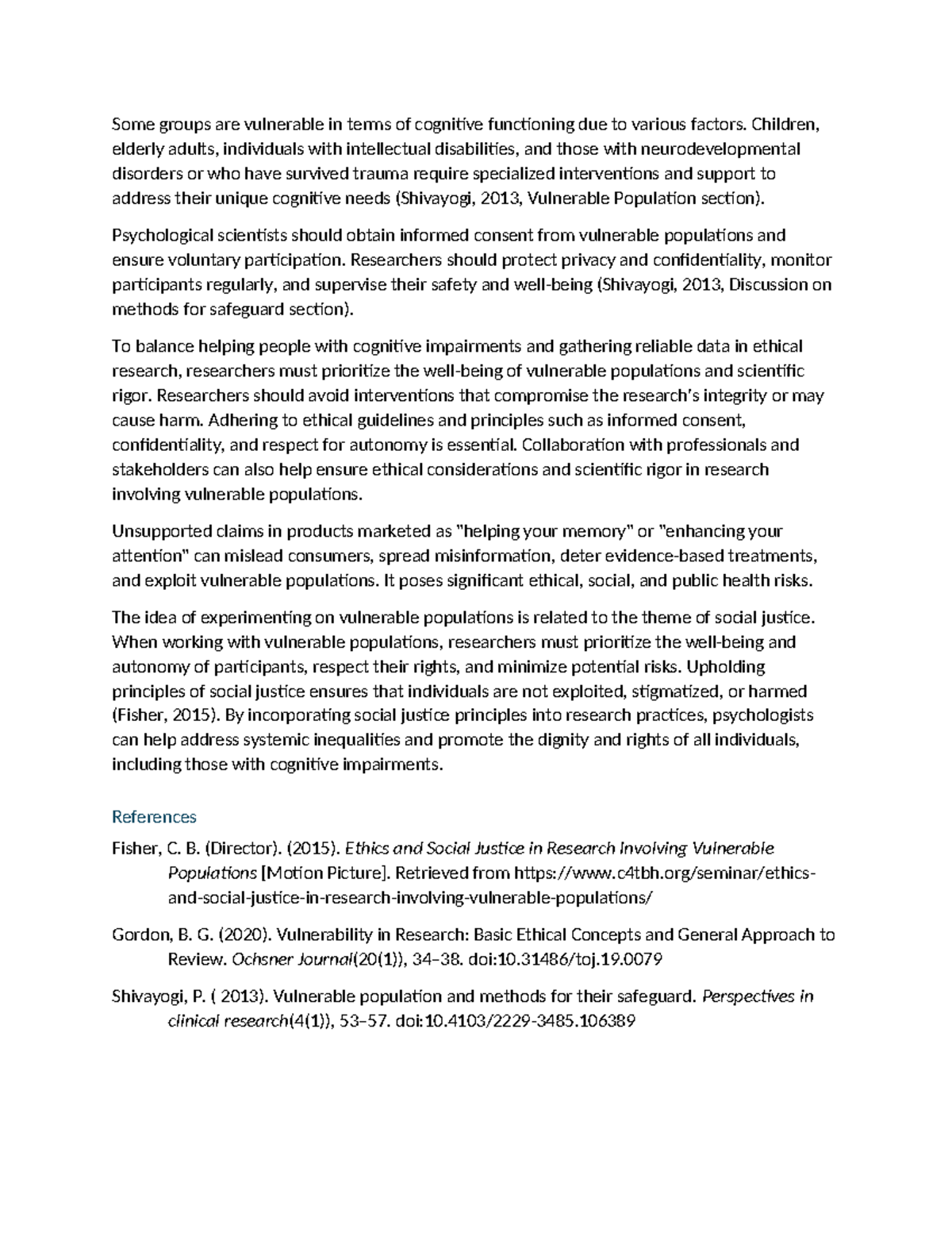 7-1 Discussion Ethics of Testing on Vulnerable Populations - Some ...