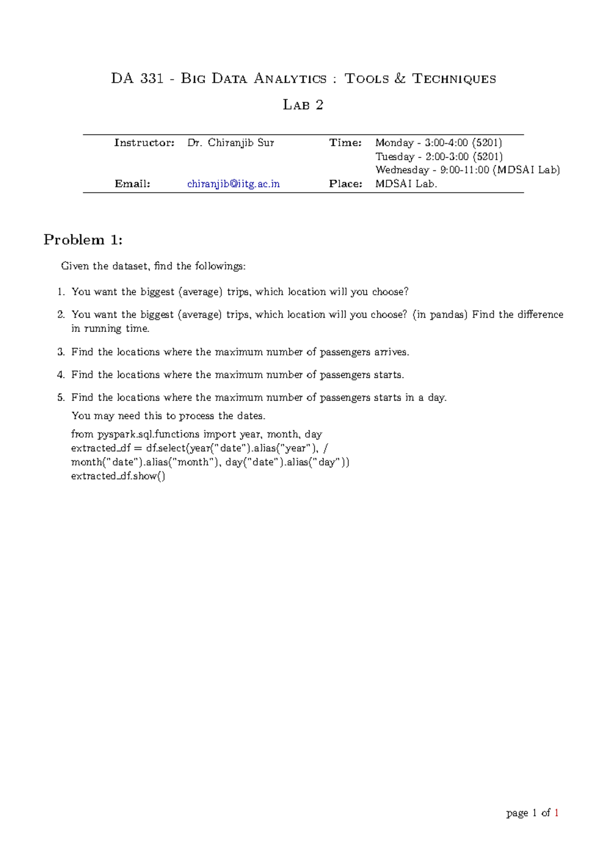 DA 331 Lab2 fall24 - this contains lab assignments for DA331 Lab - DA 331 - Big Data Analytics ...