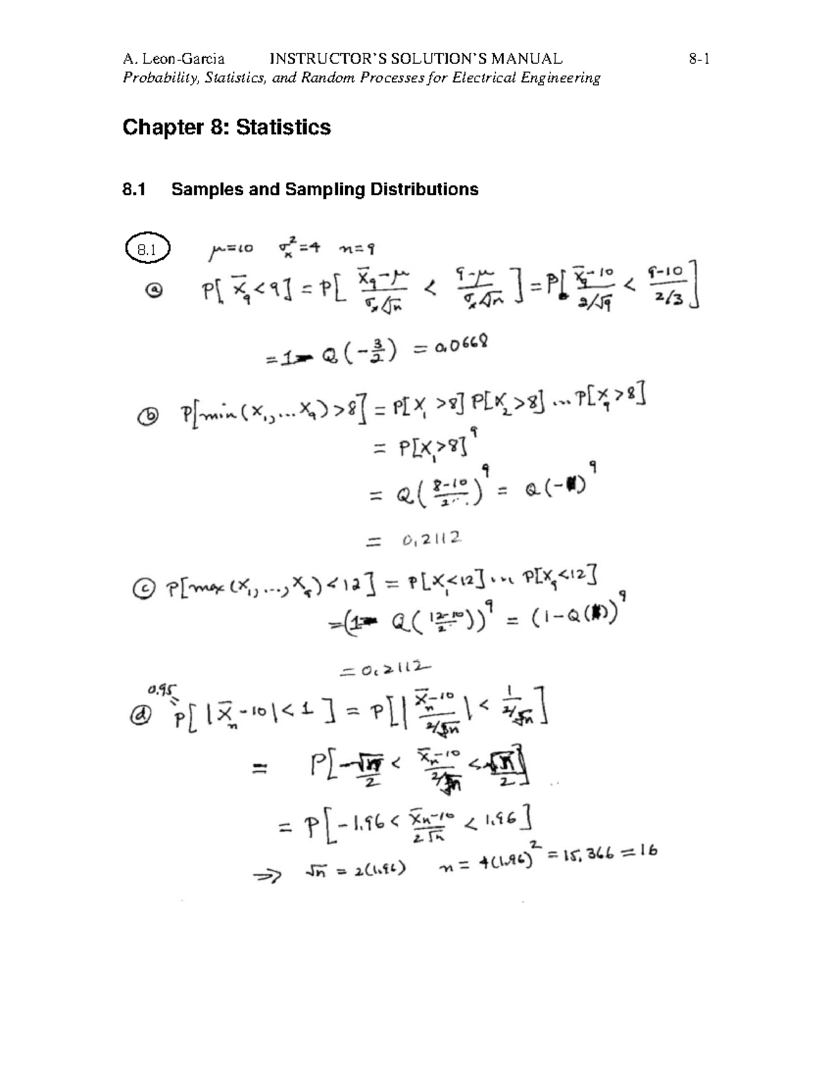 Chapter 08 - 솔루션 - Probability, Statistics, and Random Processes for ...
