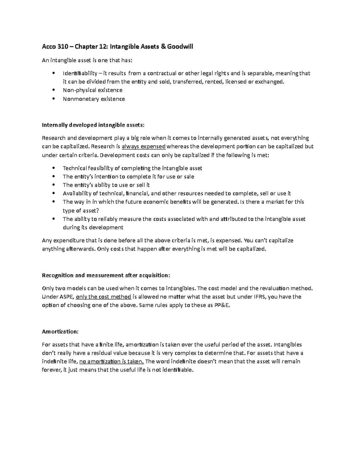 Chapter 12 Notes - goodwill impairment - Acco 310 – Chapter 12 ...