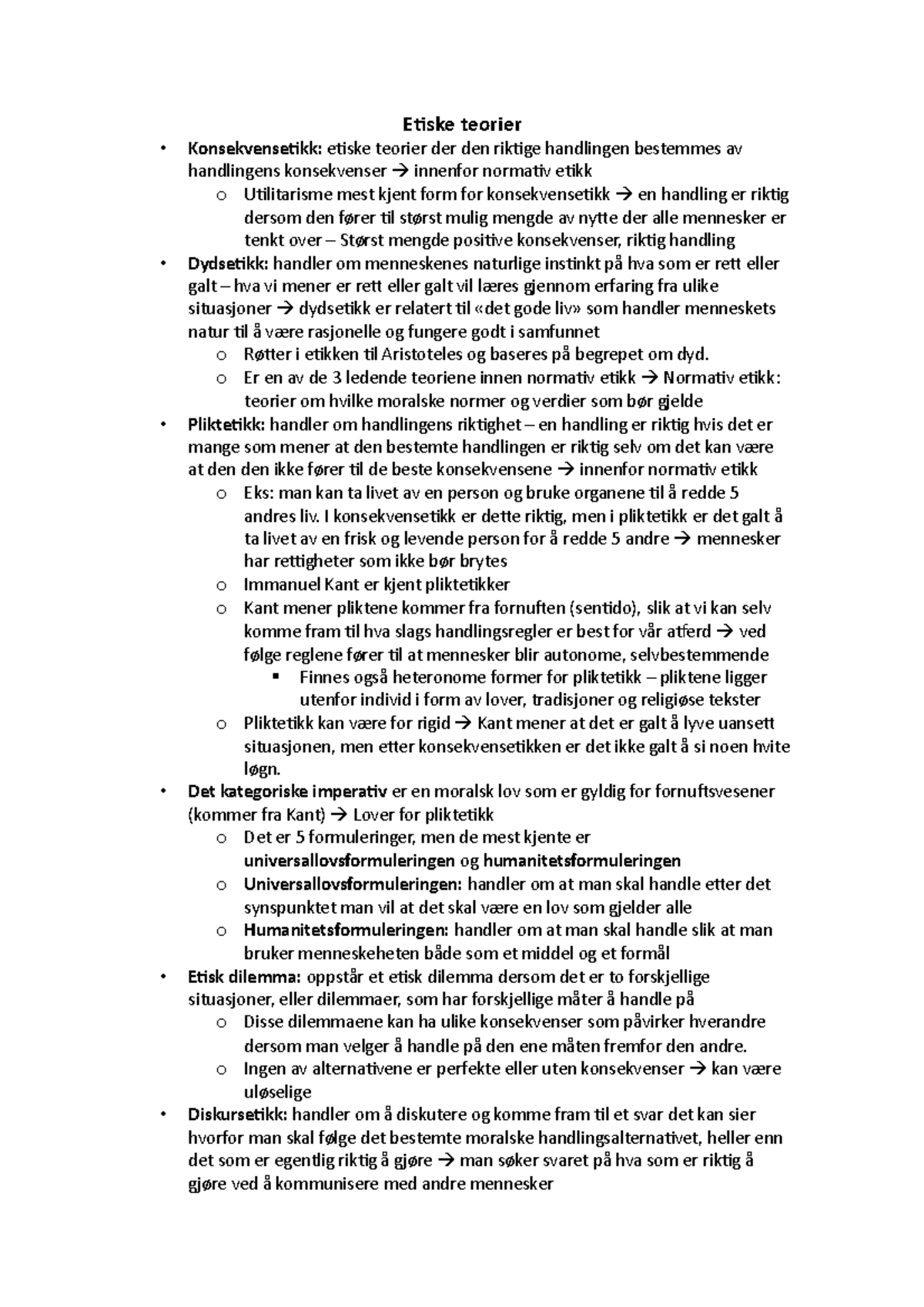 Etiske teorier – BØA 202 - Etiske teorier Konsekvensetikk: etiske teorier der den riktige ...