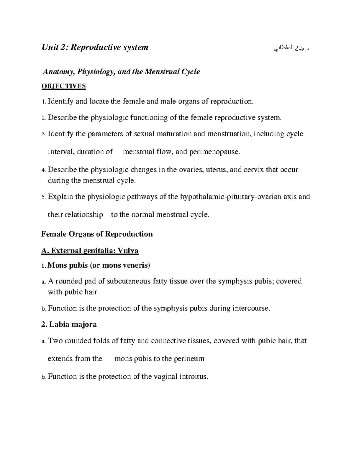 Reproductive system - 1. Identify and locate the female and male organs ...