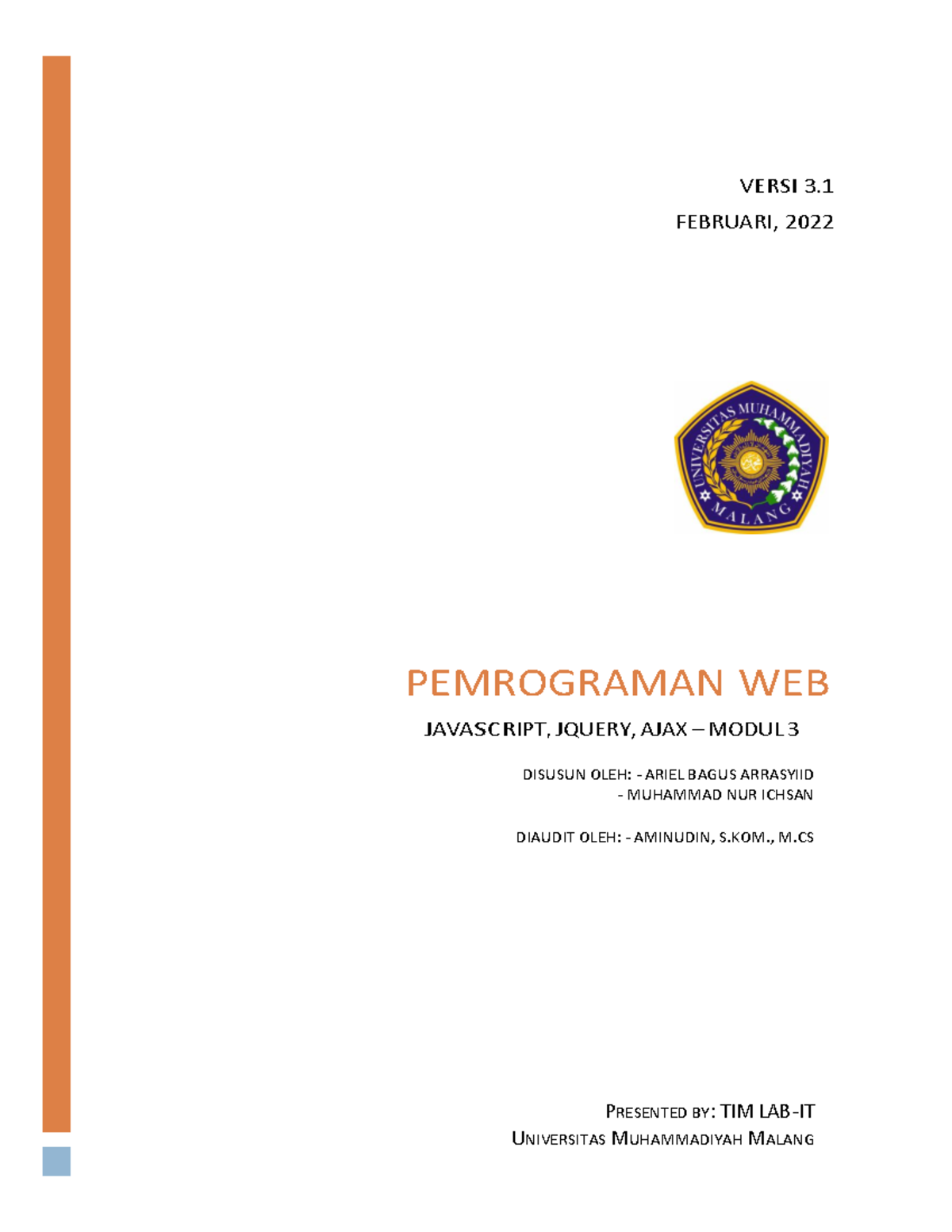 Modul 3 - VERSI 3. FEBRUARI, 2022 PEMROGRAMAN WEB JAVA S C R I P T ...