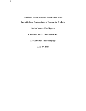 Pre-Lab Plan Module 4 Part I and II - University of South Florida ...