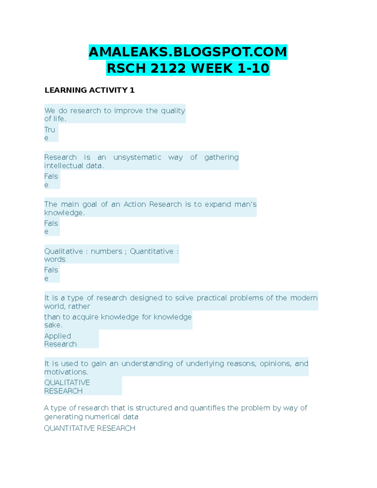 [ Amaleaks. Blogspot.COM] RSCH-2122-WEEK-1-10 - AMALEAKS.BLOGSPOT RSCH ...