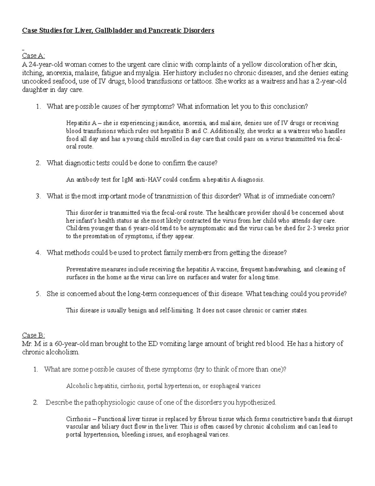 CTE 5 - Liver Gallbladder Pancreas - Case Studies for Liver ...