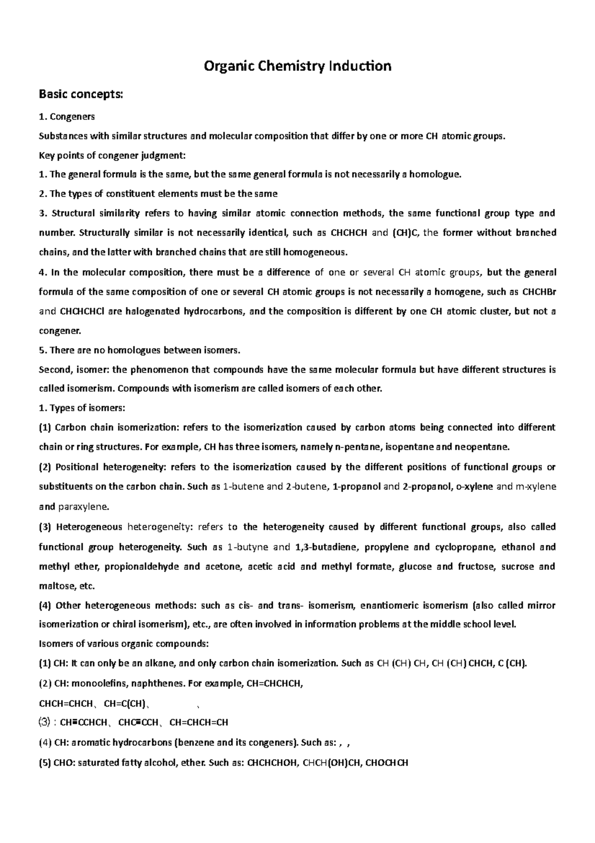 Organic Chemistry Induction CH102 - Organic Chemistry Induction Basic ...
