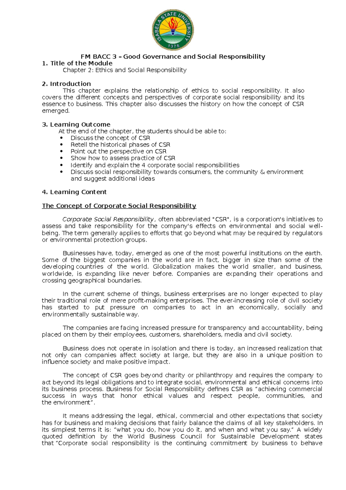 Good-Governance Module-2 - FM BACC 3 – Good Governance and Social ...