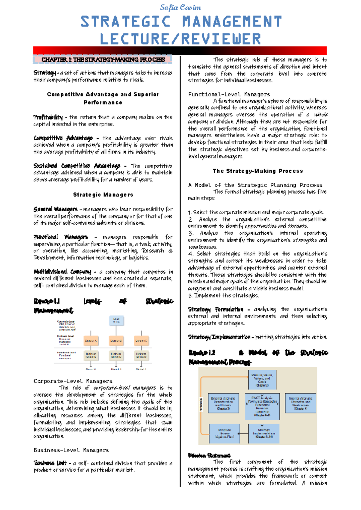 Strat Man Reviewer - dwuqdh - STRATEGIC MANAGEMENT LECTURE/REVIEWER CHAPTER 1: THE STRATEGY ...