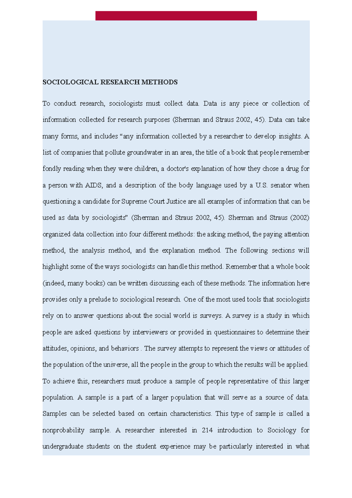 Notes Sociology - Sociological Research Methods - SOCIOLOGICAL RESEARCH ...