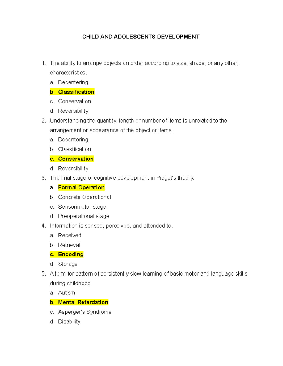 Child AND Adolescents Development - CHILD AND ADOLESCENTS DEVELOPMENT ...