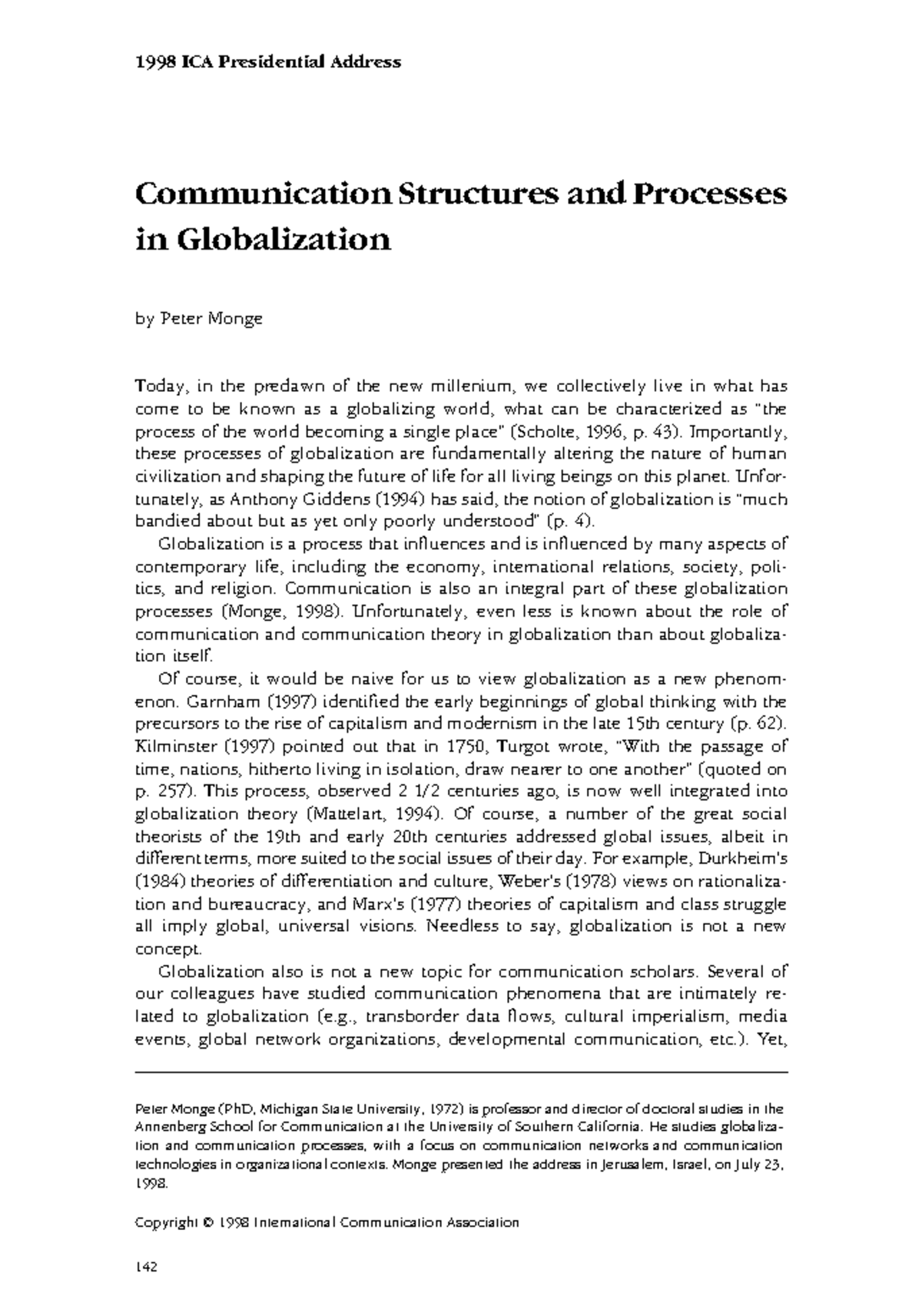 Globalization JOC 1998 - Journal of Communication, Autumn, 1998 ...