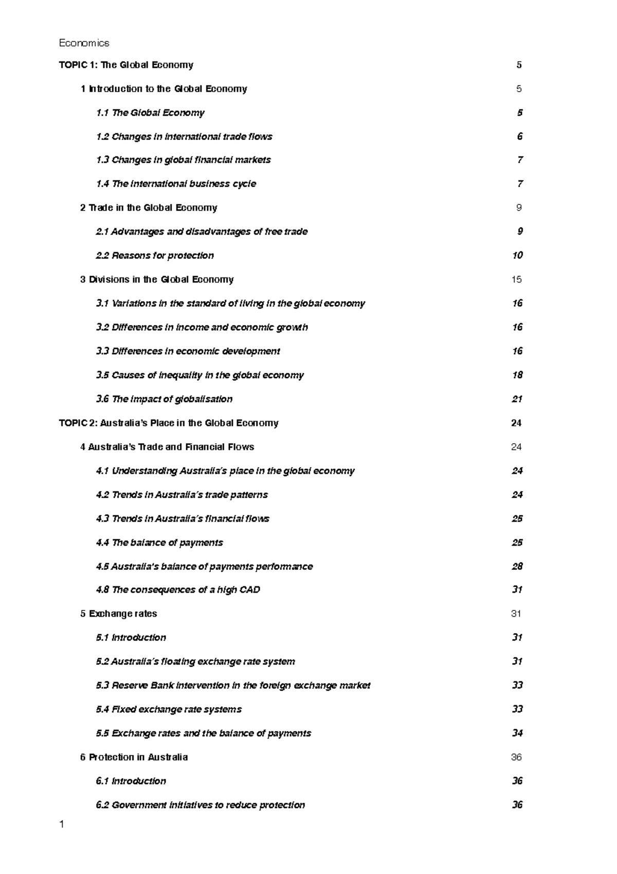 Complete-syllabus-notes economics everthing - TOPIC 1: The Global ...
