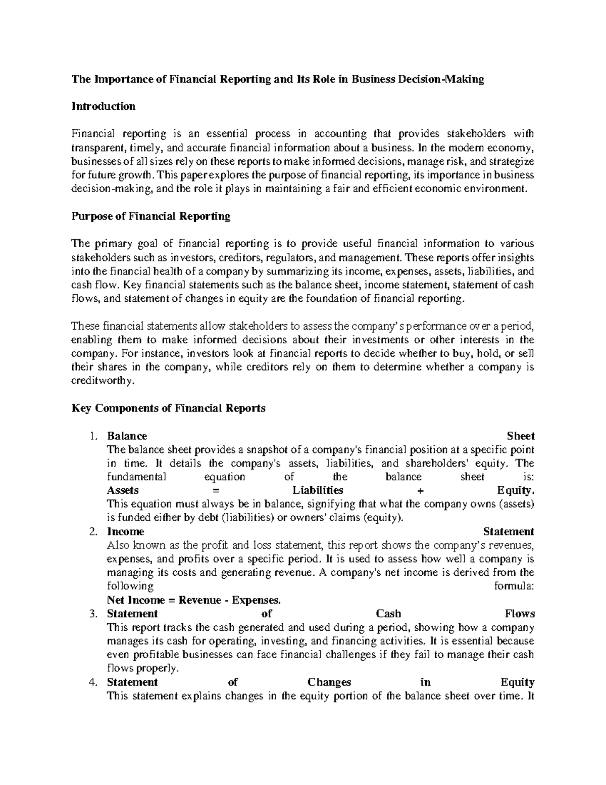 The Importance of Financial Reporting and Its Role in Business Decision ...