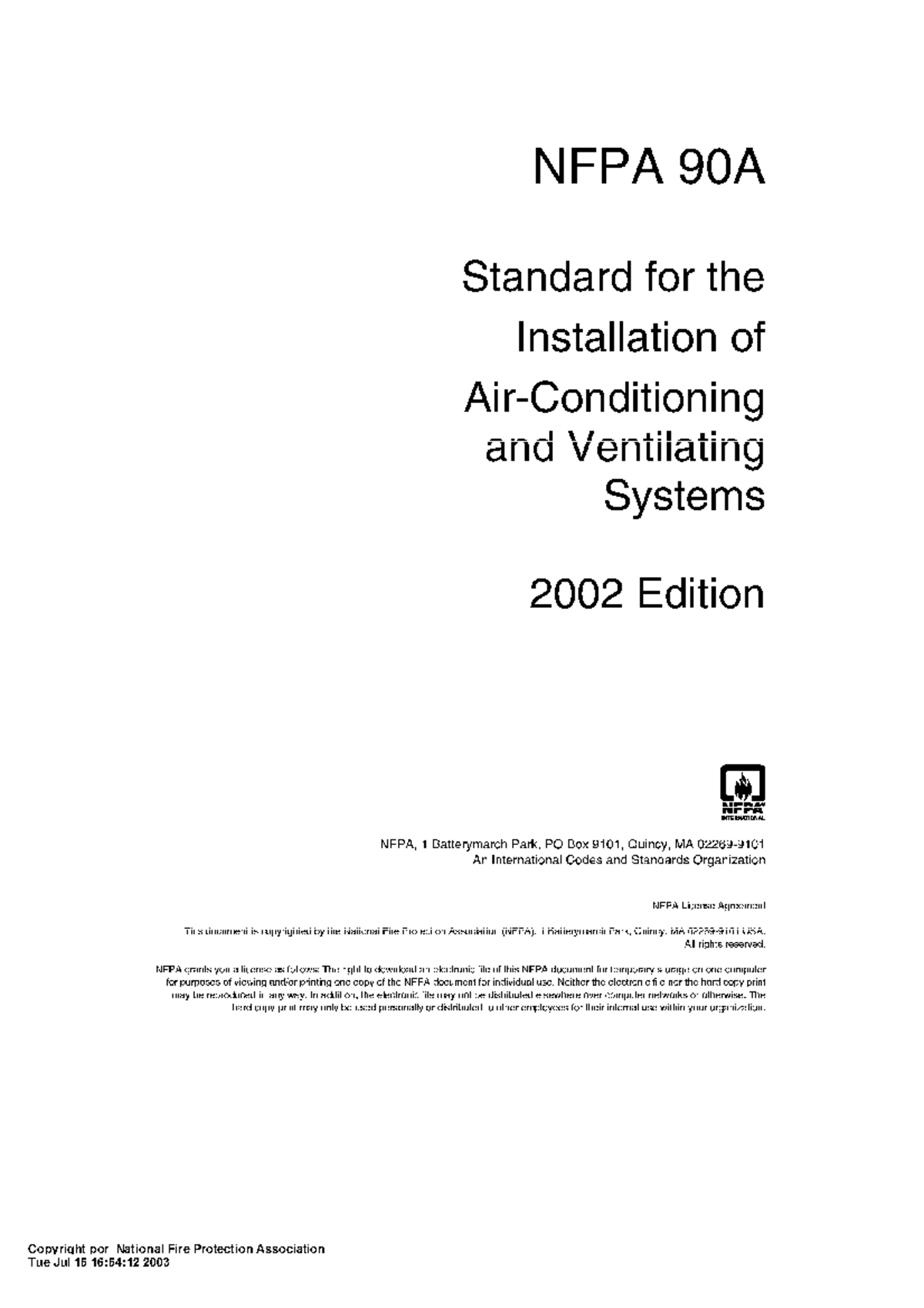 NFPA 90A 2002 - normativa - Mecanica de Fluidos - Studocu