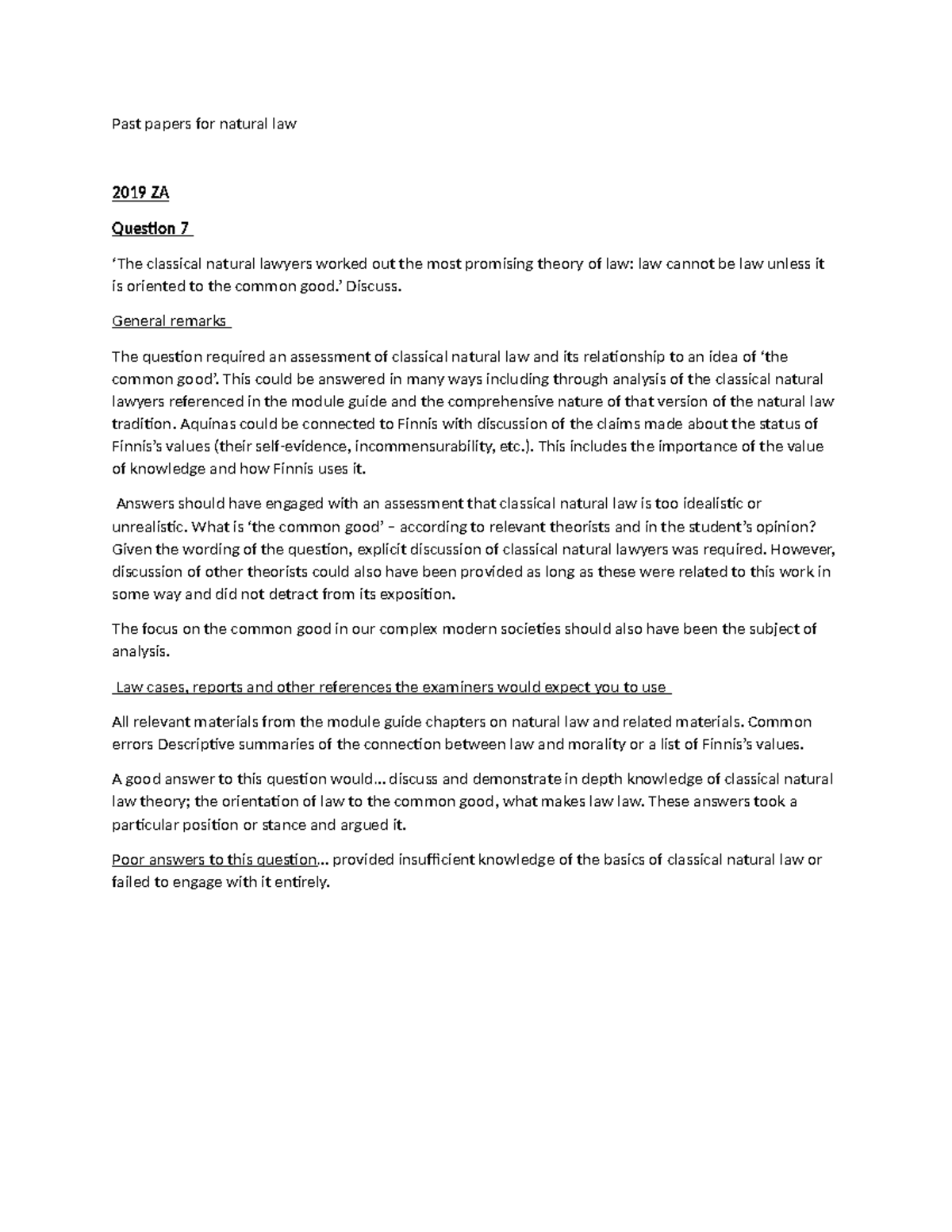 Past papers for natural law - ’ Discuss. General remarks The question required an assessment of ...