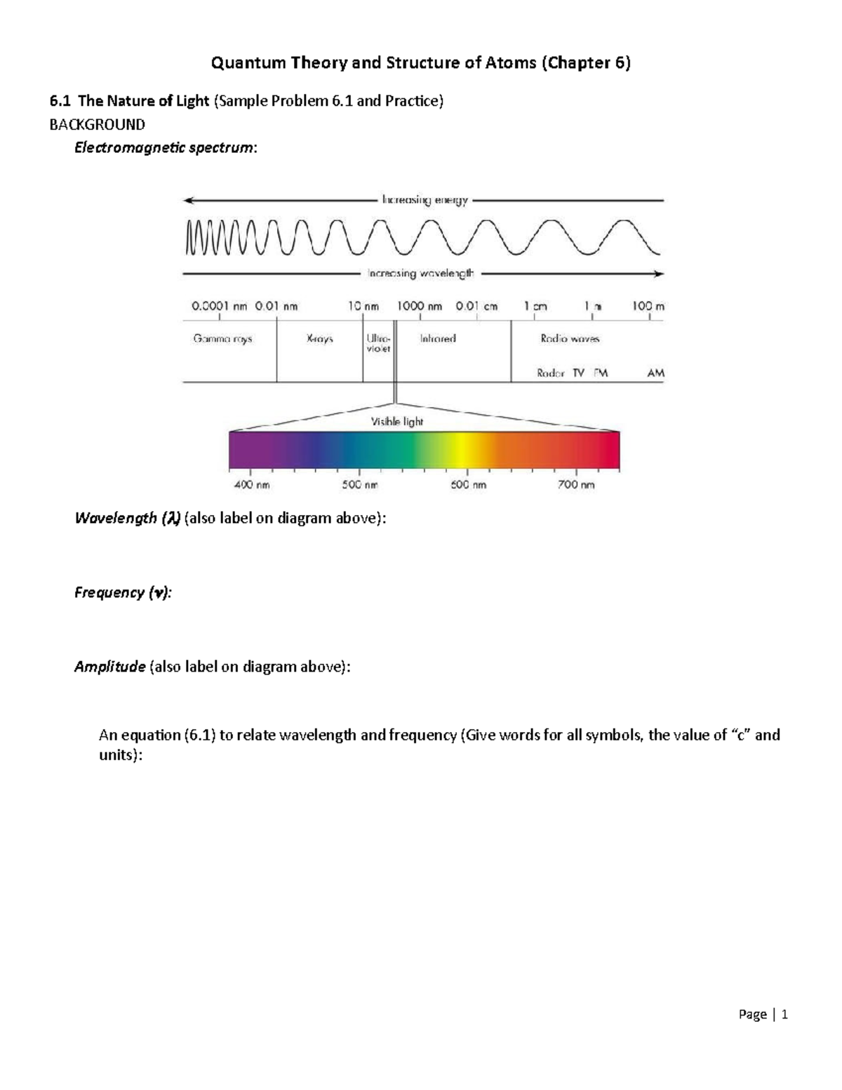 6 Quantum Theory & Structure of Atoms-Part 1(1) - Quantum Theory and ...