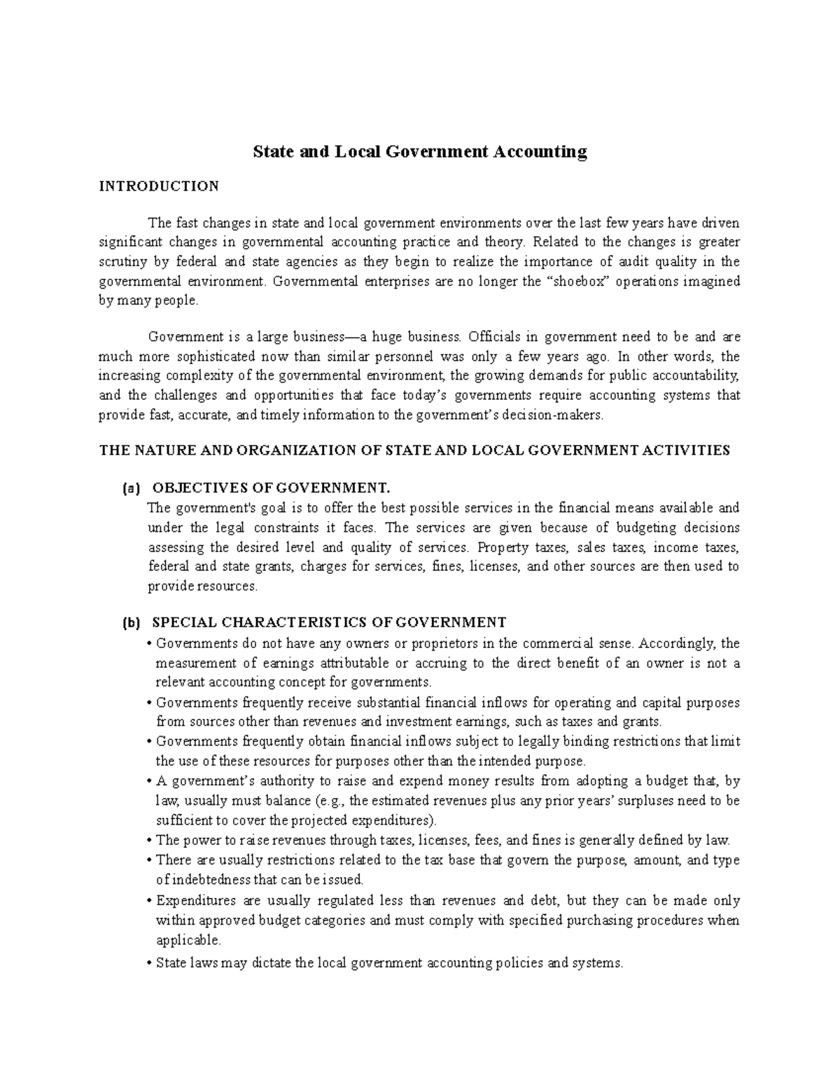 State and Local Government Accounting - State and Local Government ...