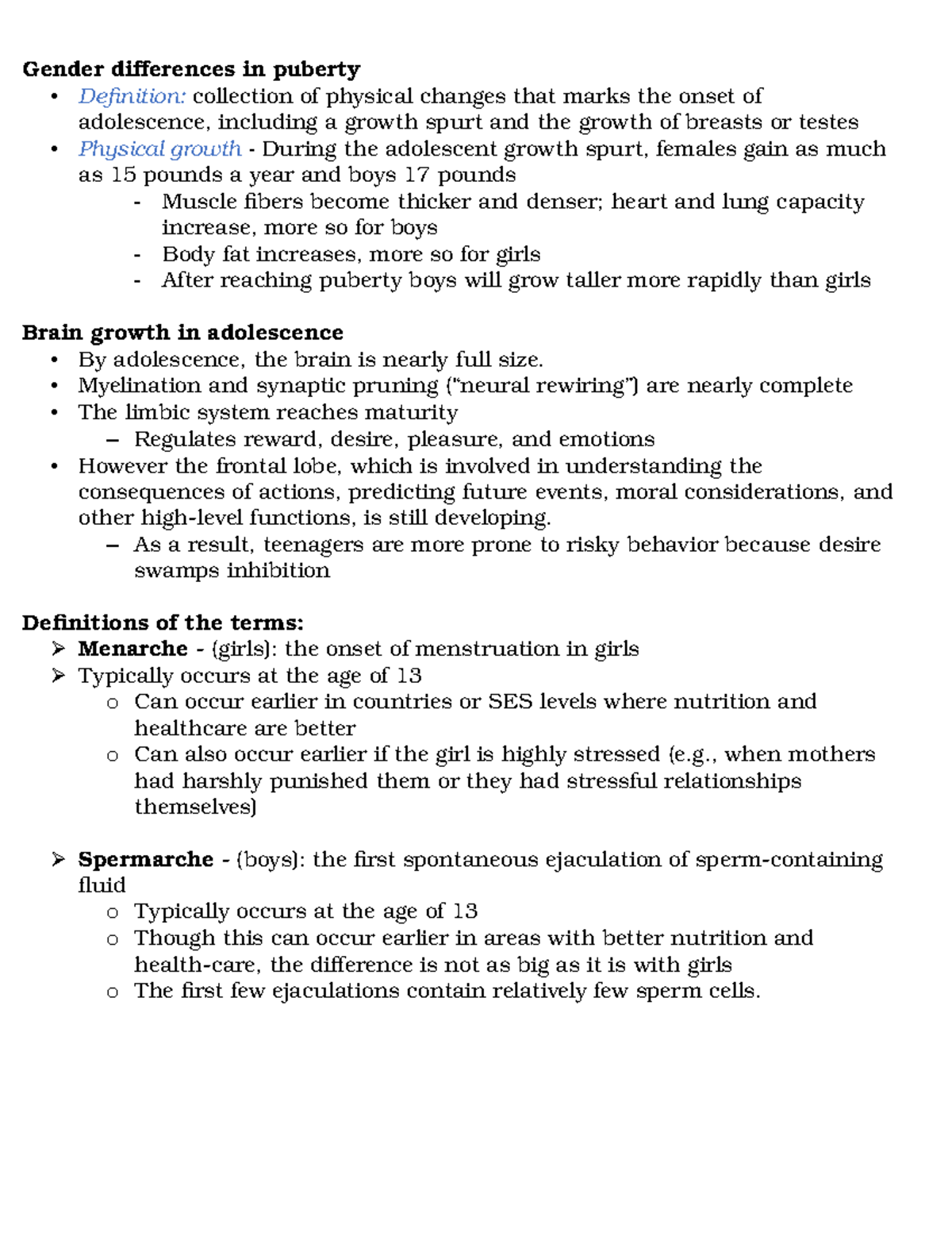 Pst test 3 - notes - Gender differences in puberty - Definition ...