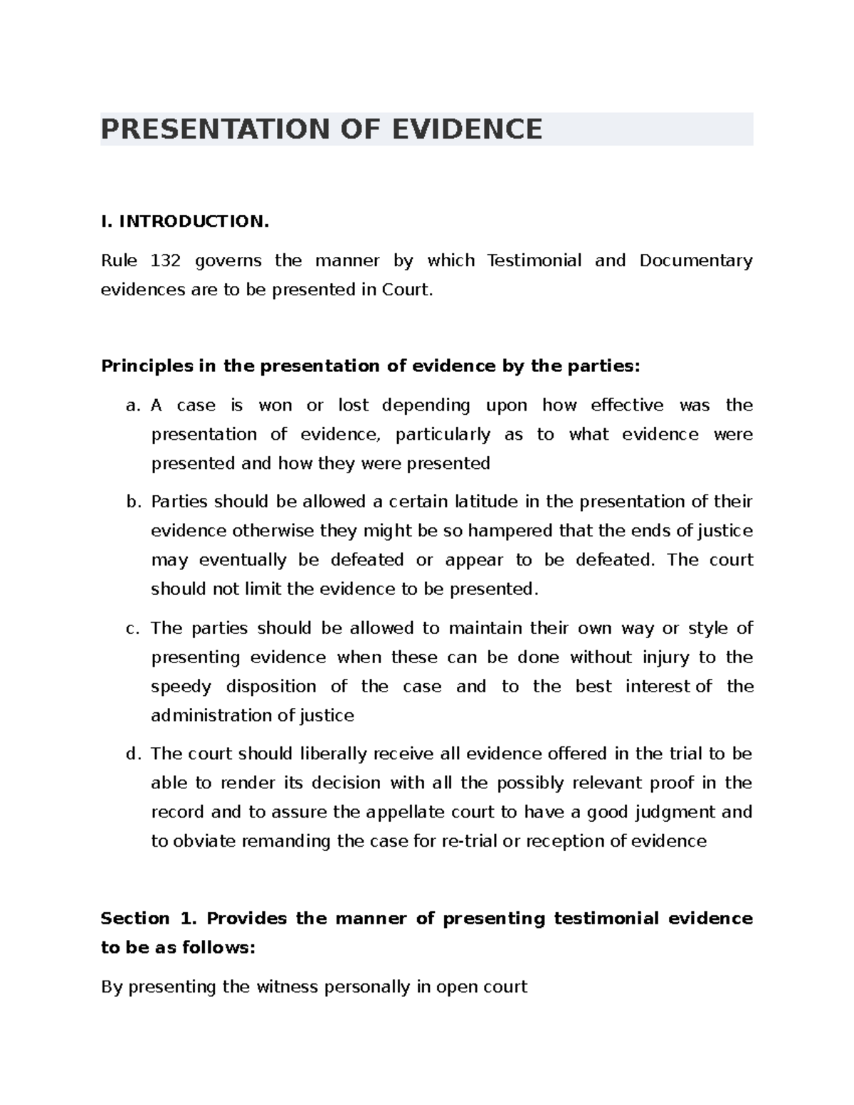 Presentation OF Evidenc rough - PRESENTATION OF EVIDENCE I ...