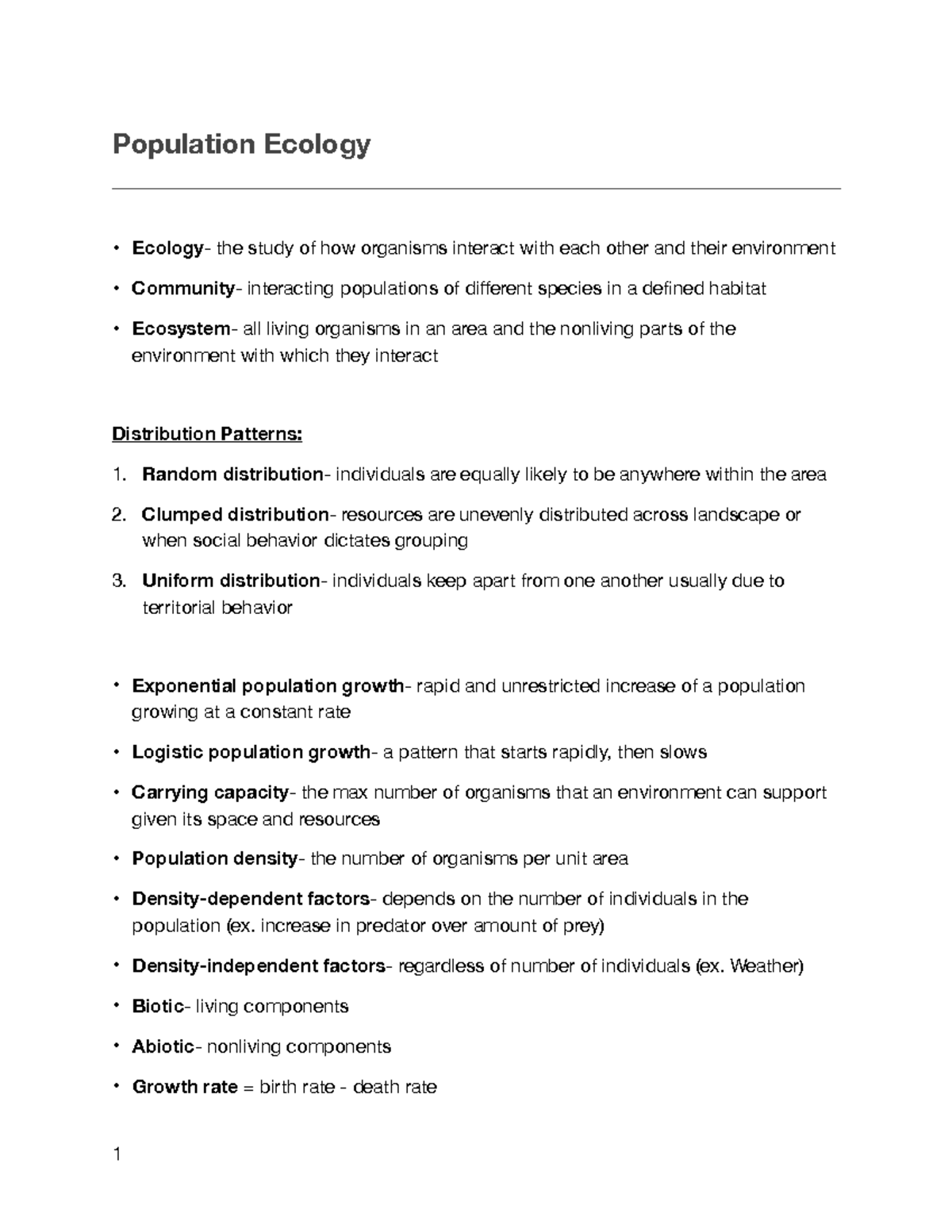 Population Ecology - Population Ecology " Ecology - the study of how ...