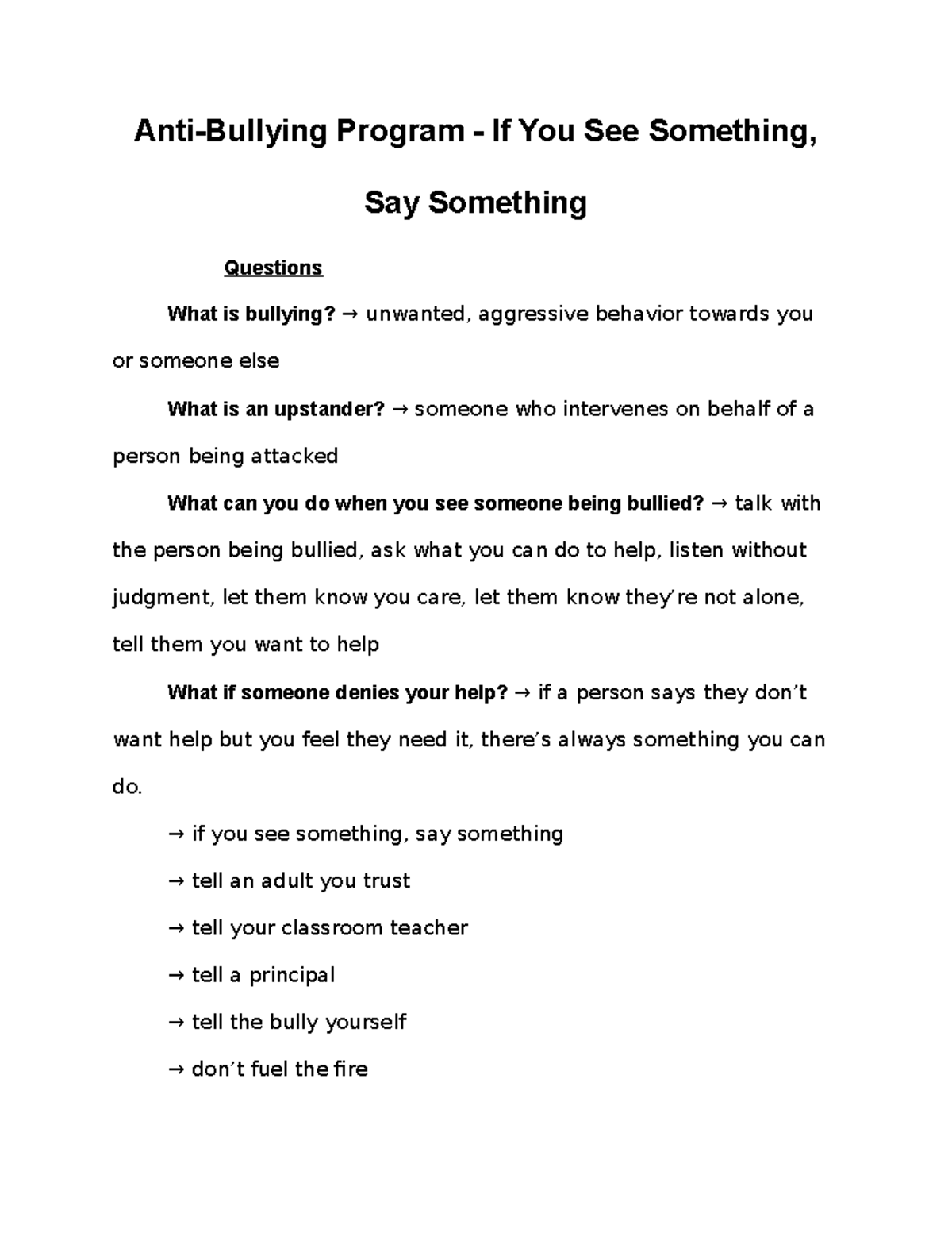 Ch. 12 Activity - What is bullying? → unwanted, aggressive behavior ...