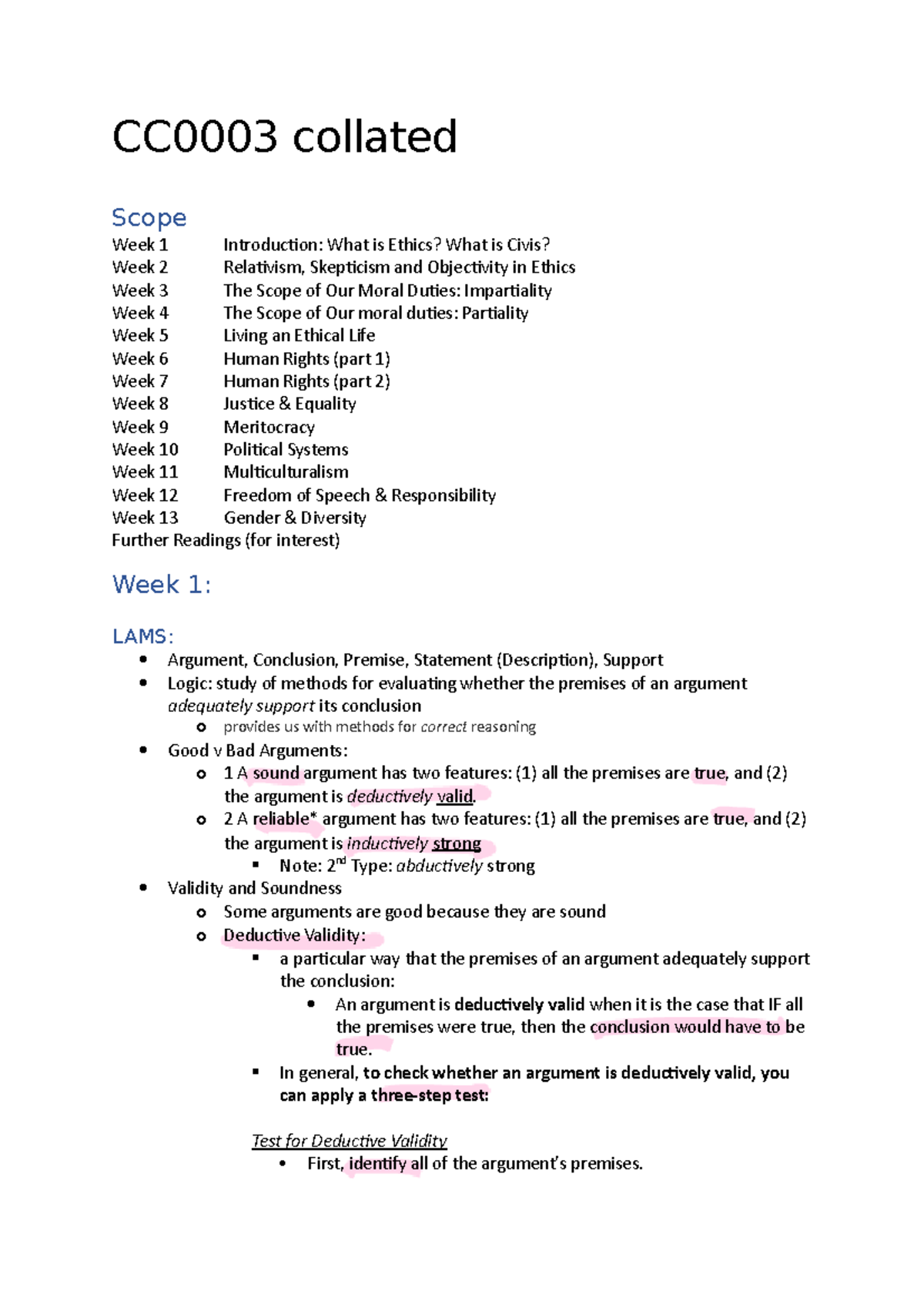 CC0003 collated based on lecture slides - cc0003 - NTU - Studocu
