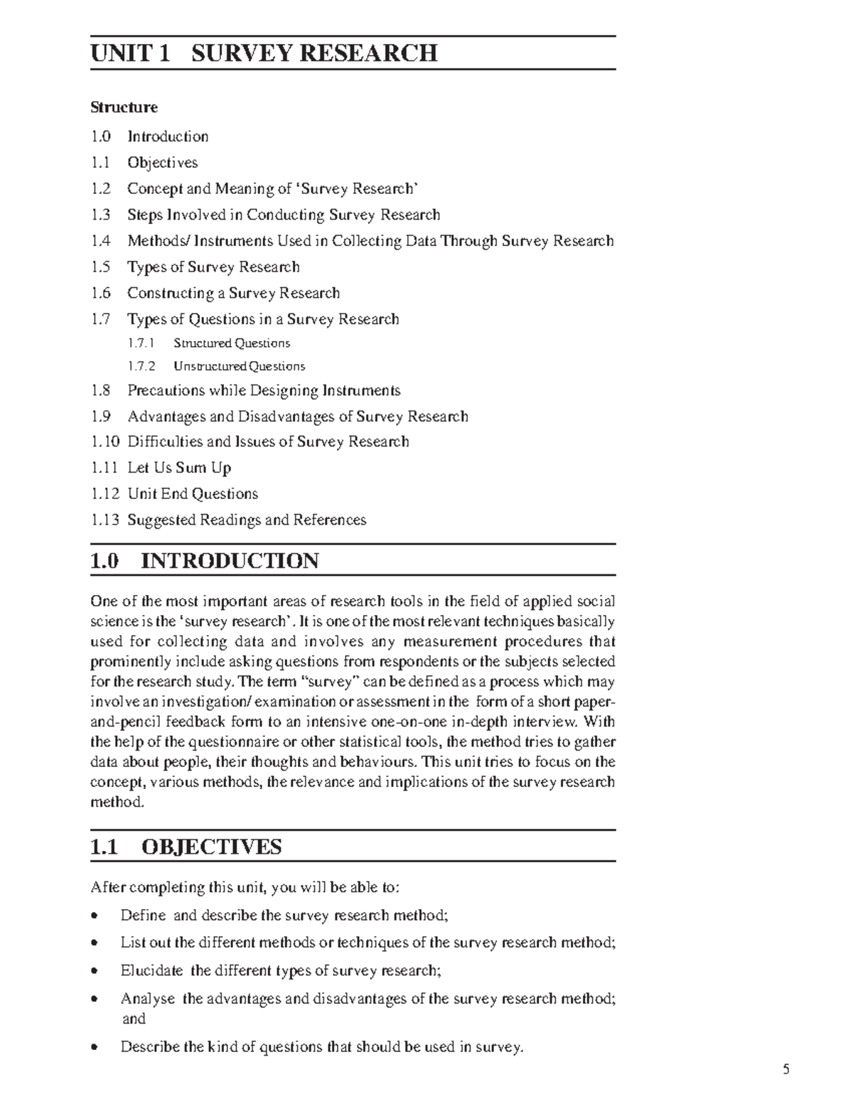Unit-1 - Survey Research UNIT 1 SURVEY RESEARCH Structure 1 ...