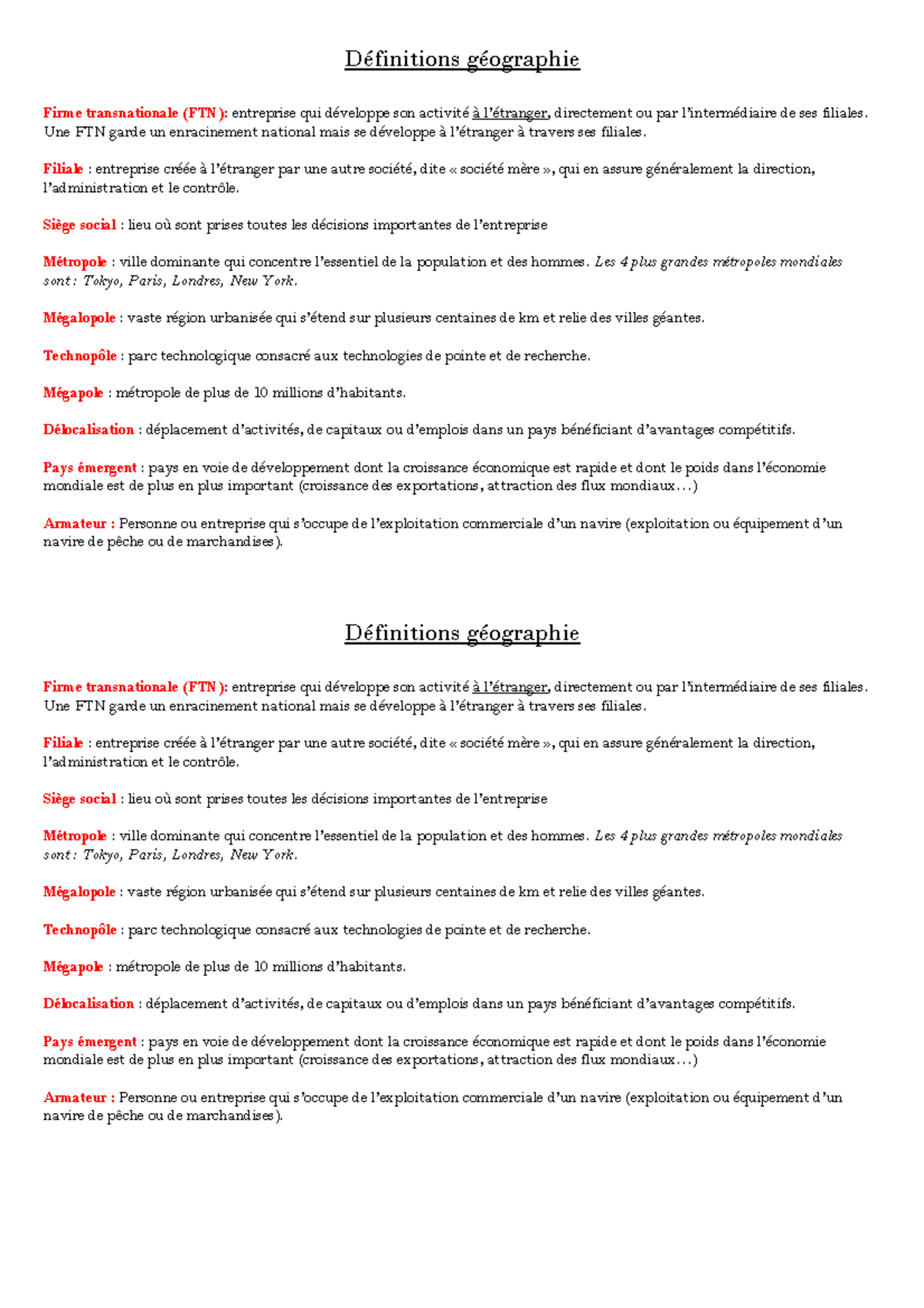 Definitions de geographie - Définitions géographie Firme transnationale ...