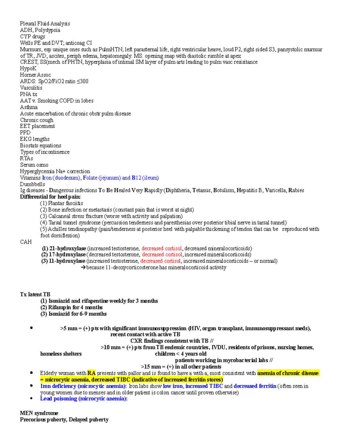 Comp 8 - notes and answers to comp 8 - Pleural Fluid Analysis ADH ...