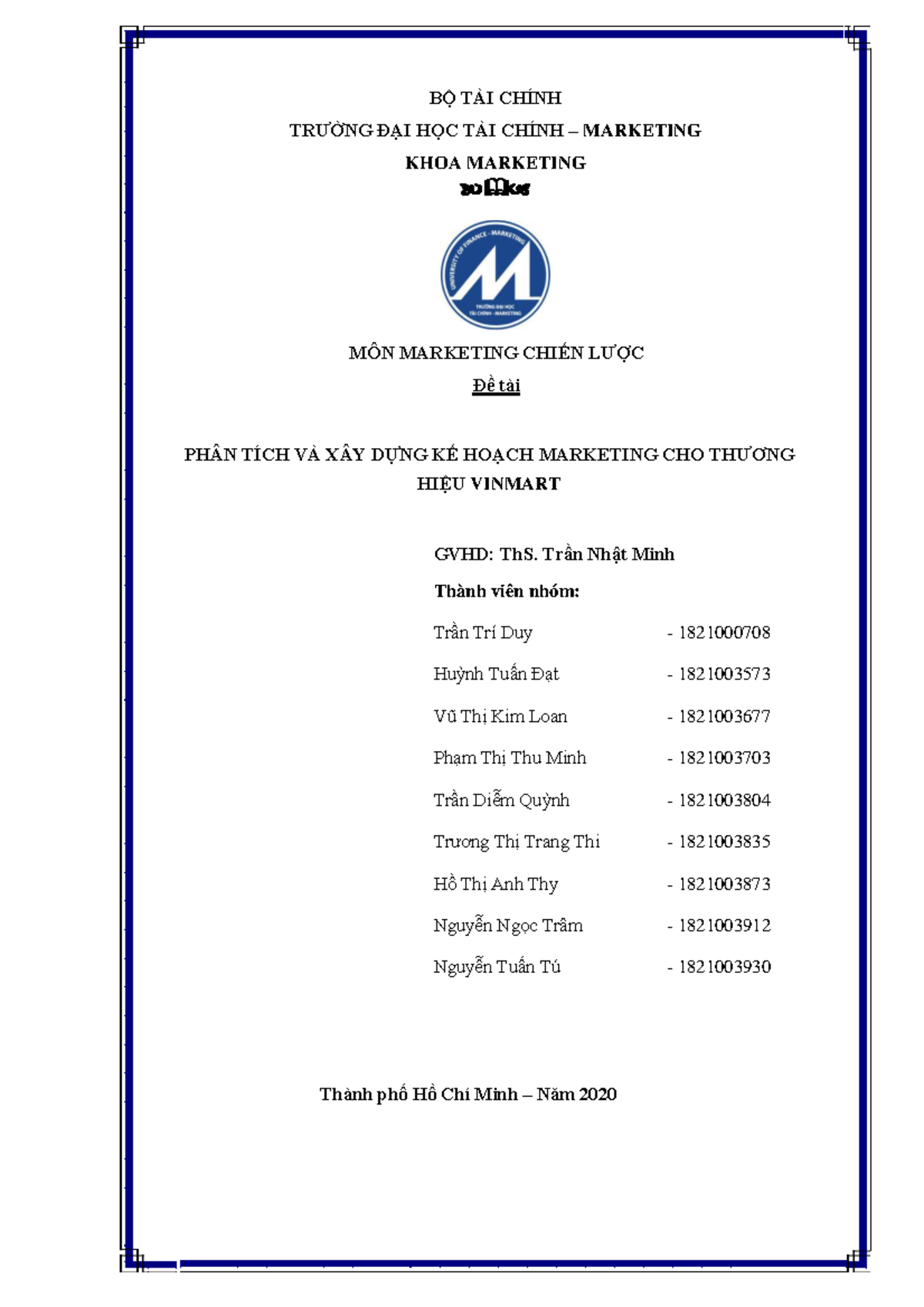Vinmark - marketing pro - BỘ TÀI CHÍNH TRƯỜNG ĐẠI HỌC TÀI CHÍNH ...