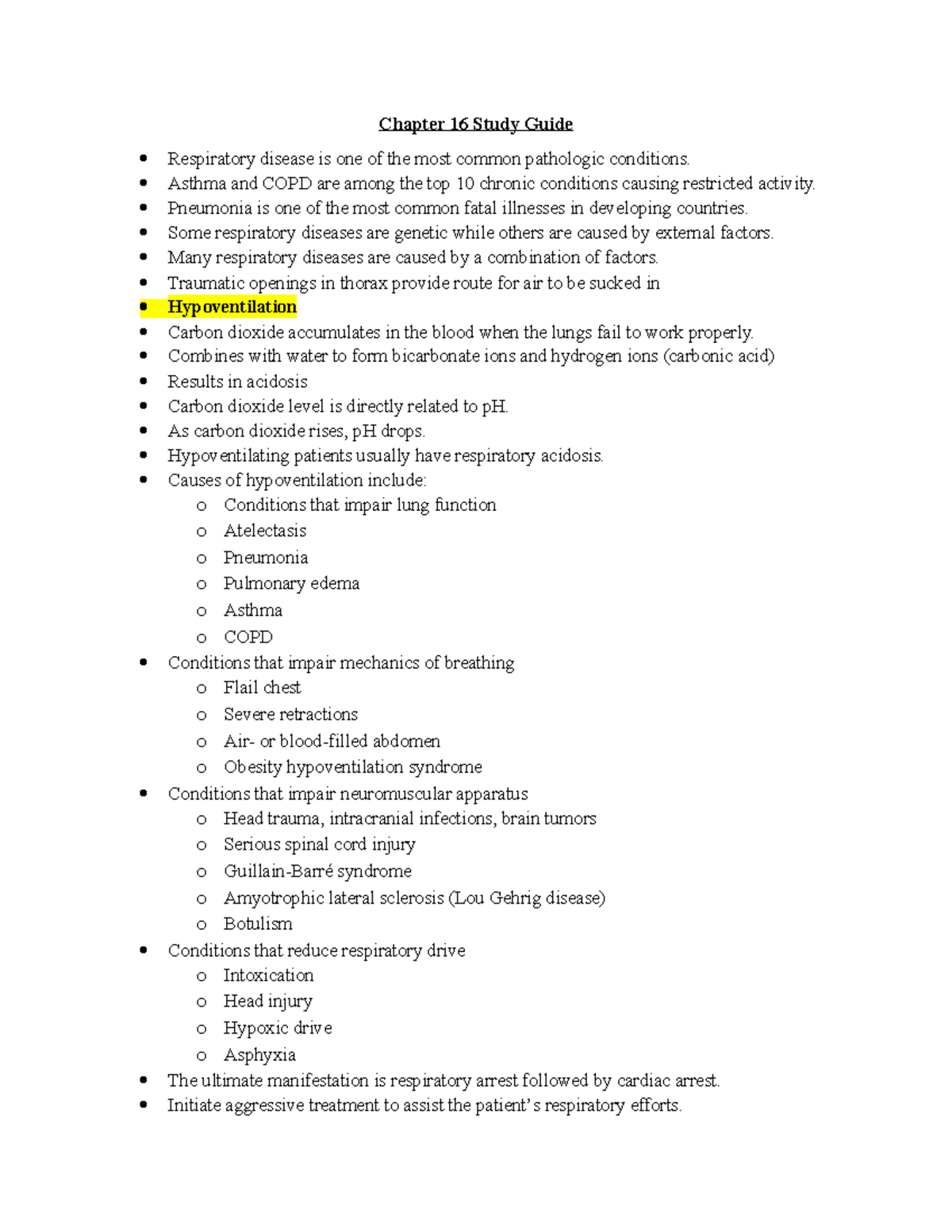 Respiratory Disease Study Guide - Studocu