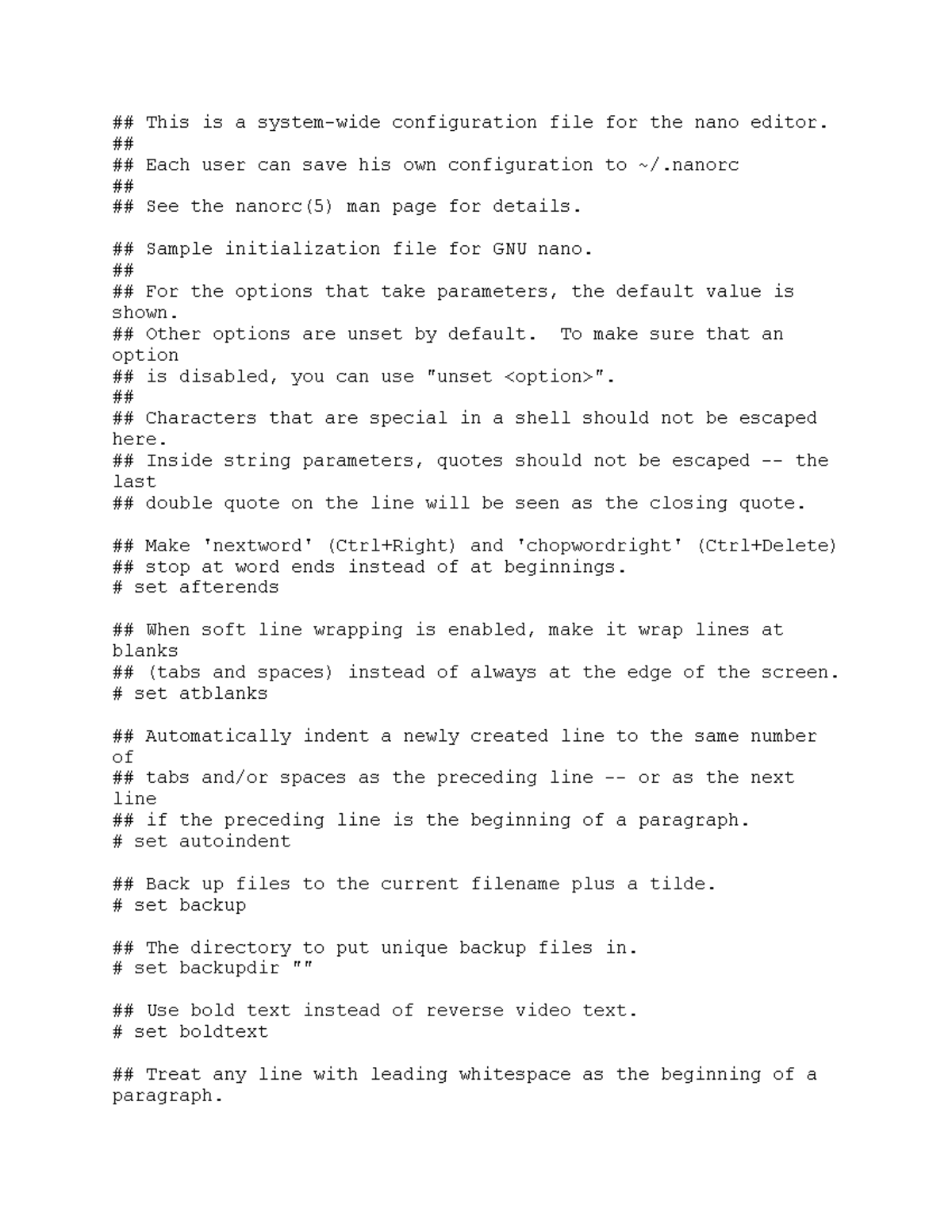 Vb - This is a nano rc initialization file - This is a system-wide configuration file for the ...