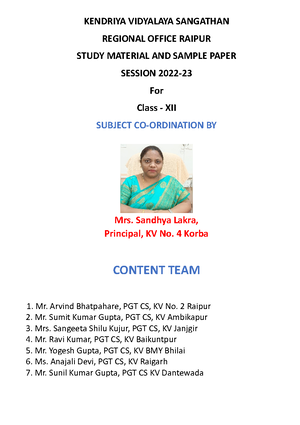 XII IP Practical List 2023-24 - KENDRIYA VIDYALAYA NO 1 AFS AGRA (UP) Class XII (IP) (Session ...