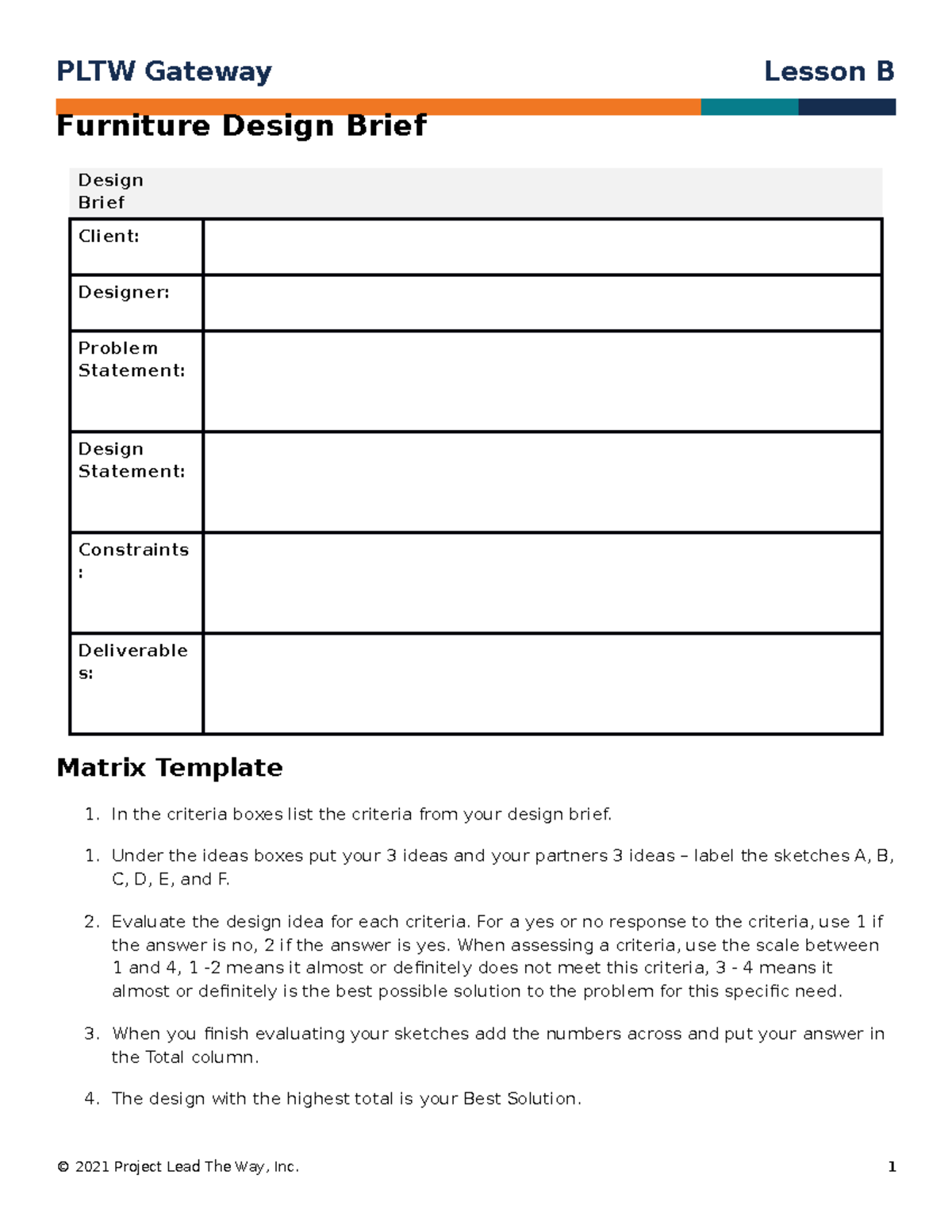 Gateway LB 3 Furniture Design Brief - Furniture Design Brief Design ...
