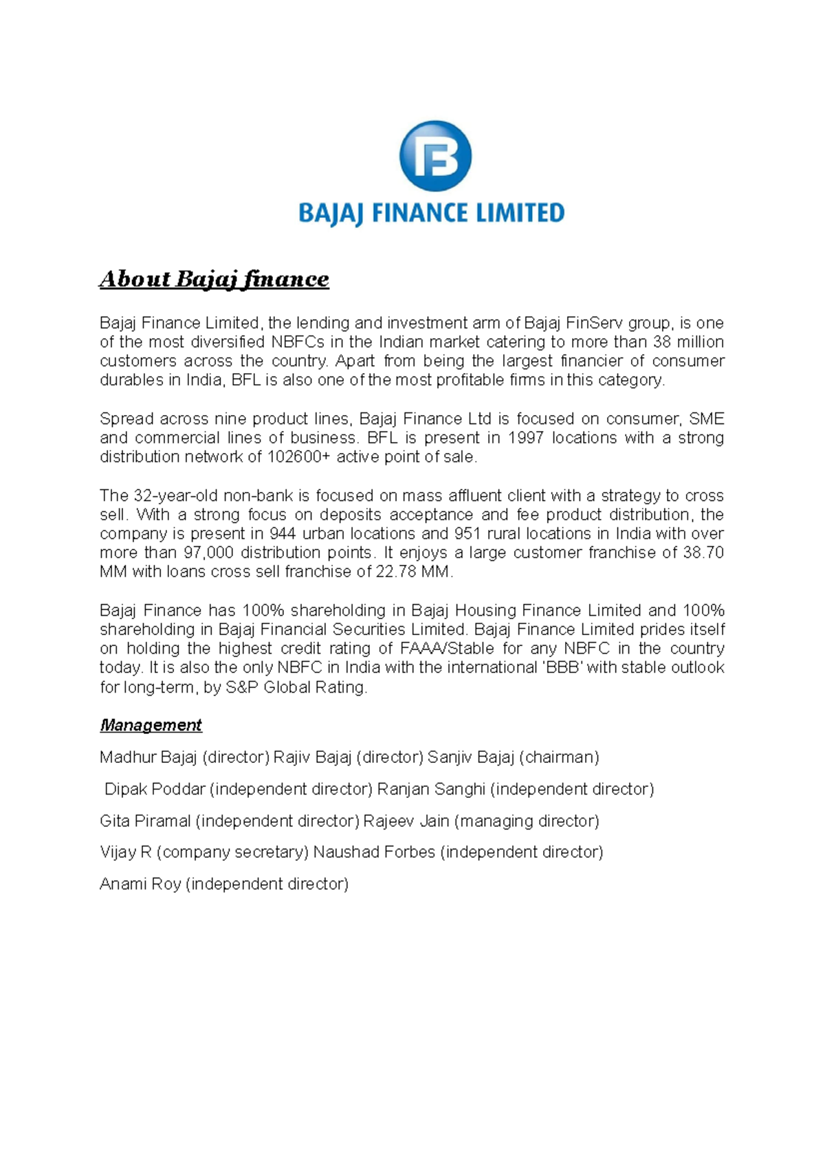 About Bajaj finance - klkkjjk - About Bajaj finance Bajaj Finance ...