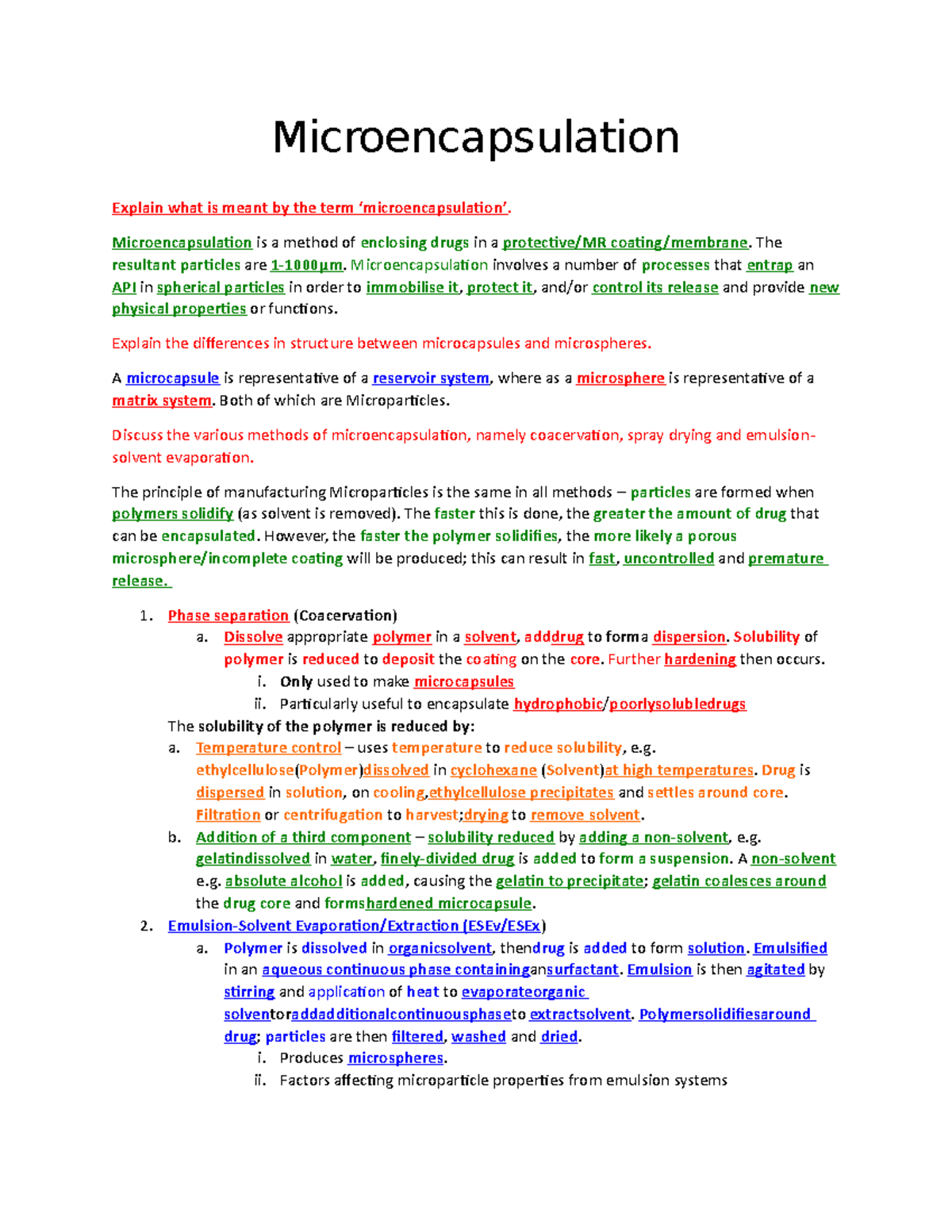 Microencapsulation-2 - Microencapsulation Explain what is meant by the ...