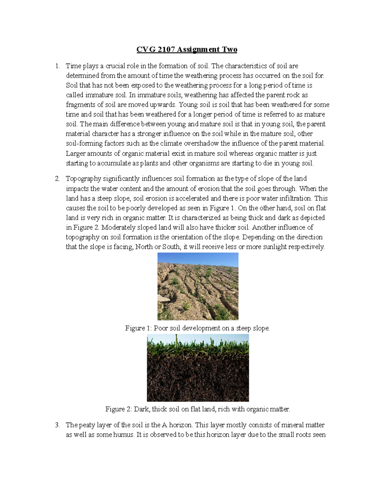CVG 2107 Assignment Two - Time plays a crucial role in the formation of soil. The ...