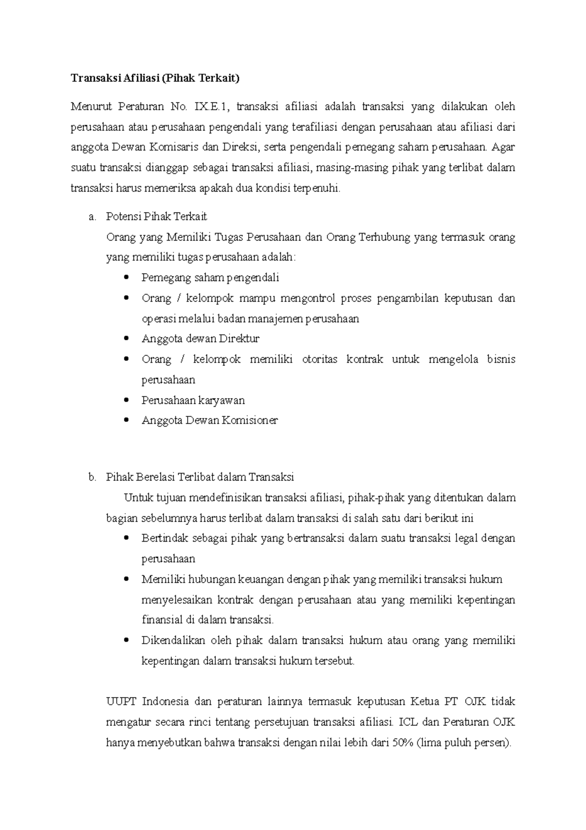 Affiliated (Related Party) Transaction - Transaksi Afiliasi (Pihak ...