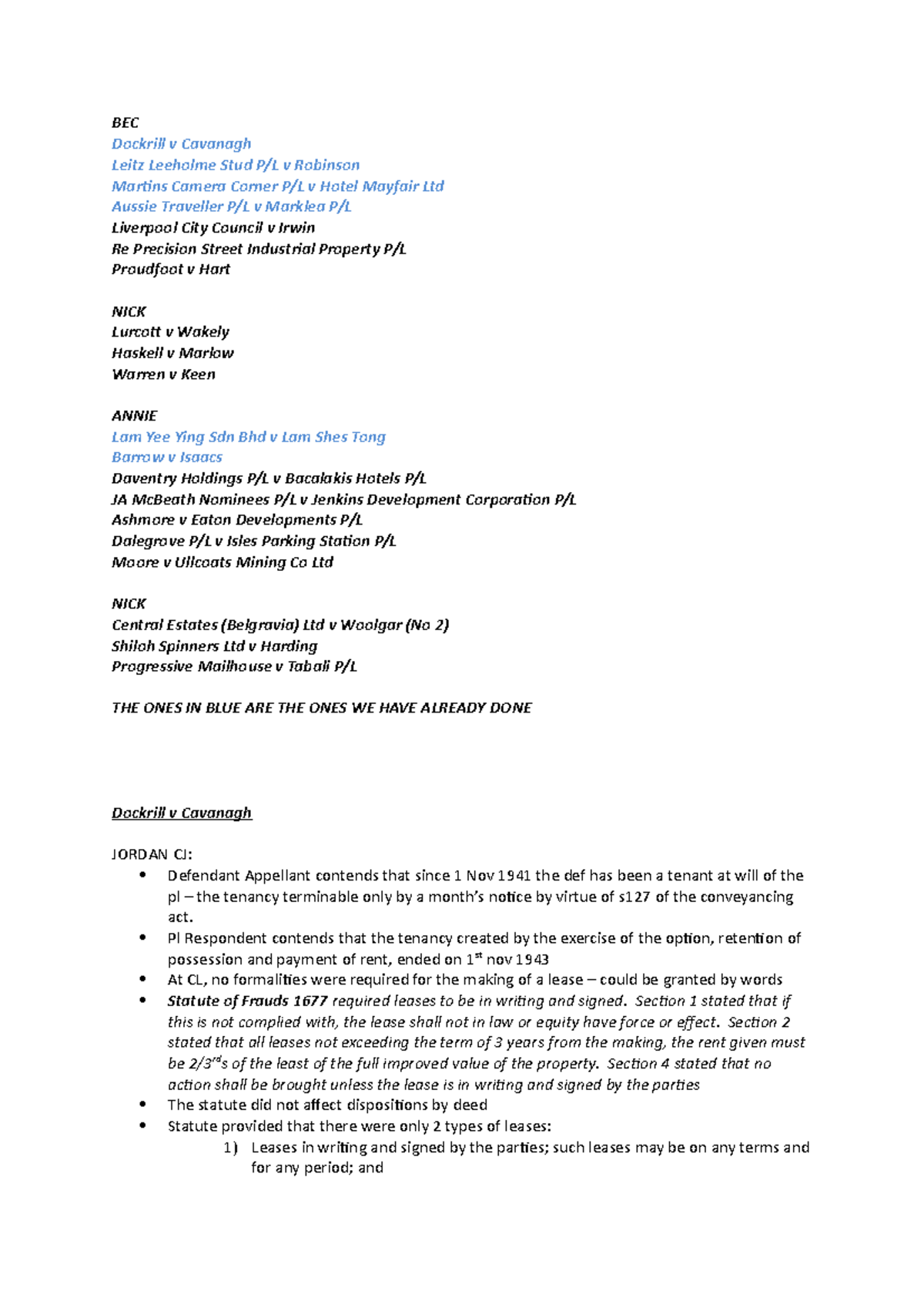 Becs Leases Case Notes - BEC Dockrill v Cavanagh Leitz Leeholme Stud P ...