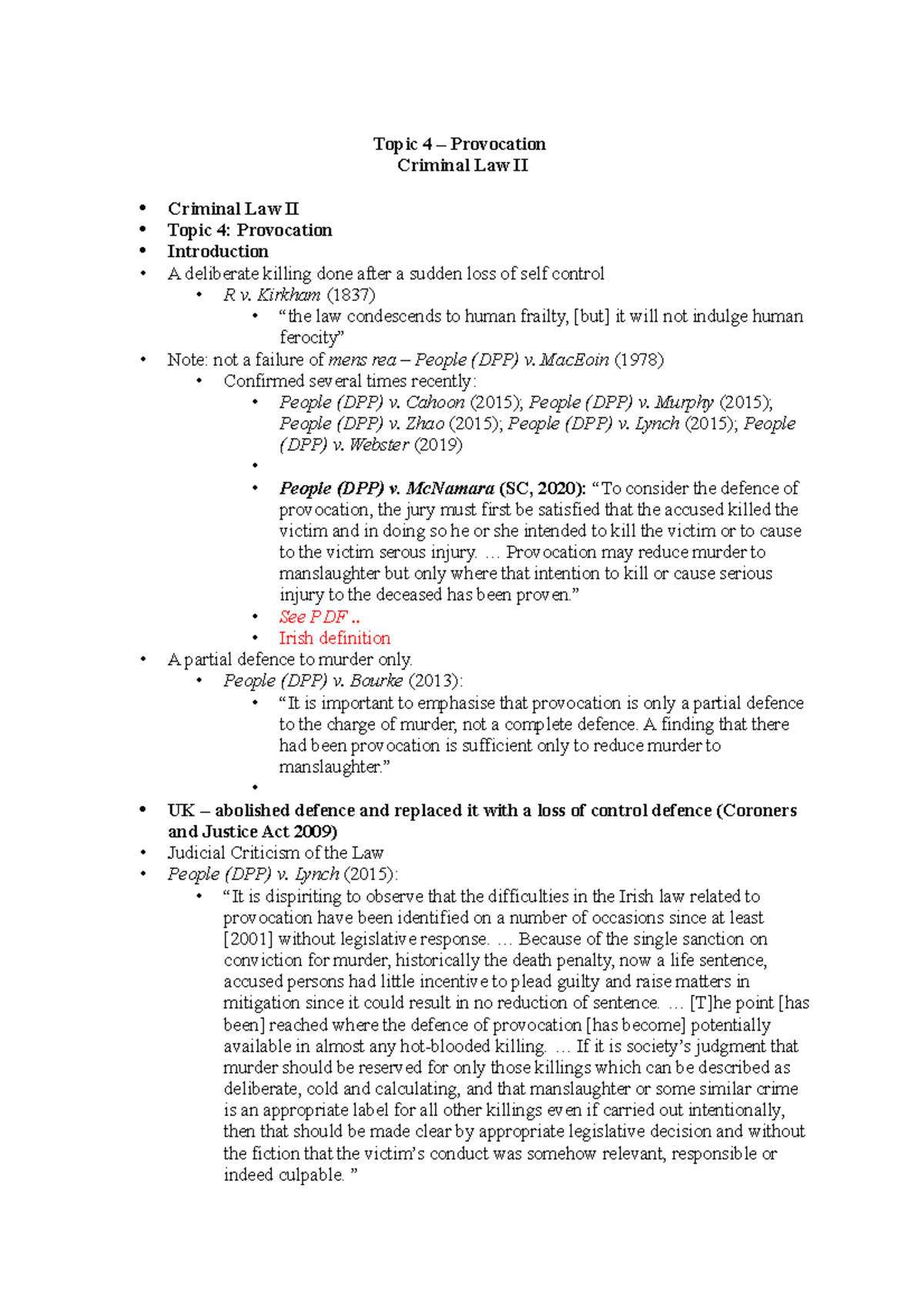 Topic 4 – Provocation - Lecture notes 4 from NUIG law school - Topic 4 ...
