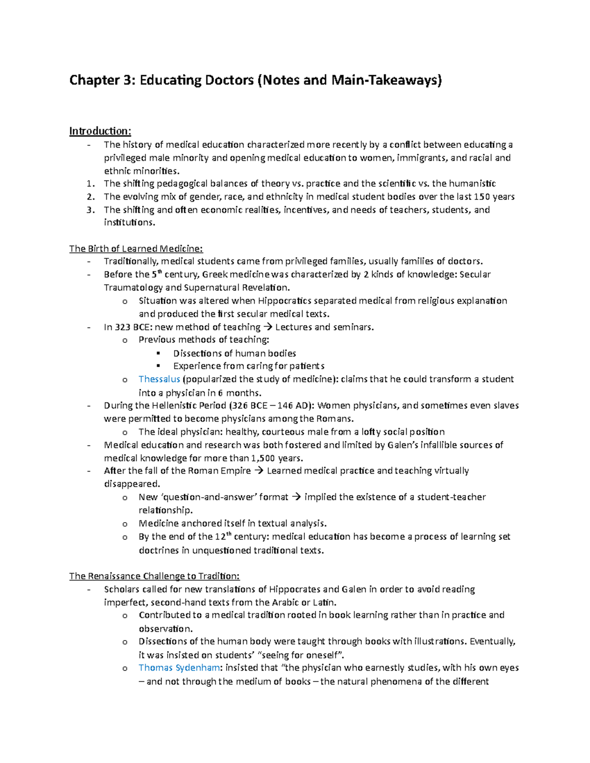MEDH - Chapter 3- Educating Doctors (Notes and Main-Takeaways ...