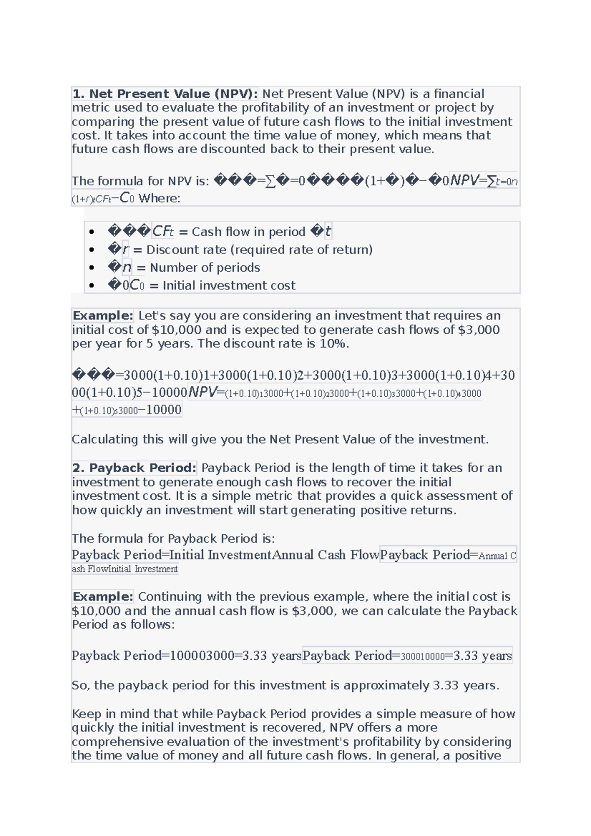 Npv and payback period - Net Present Value (NPV): Net Present Value ...