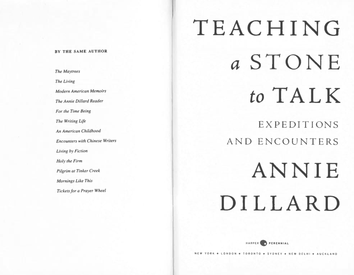 9-4 Dillard, Annie - from Teaching a Stone to Talk - Studocu
