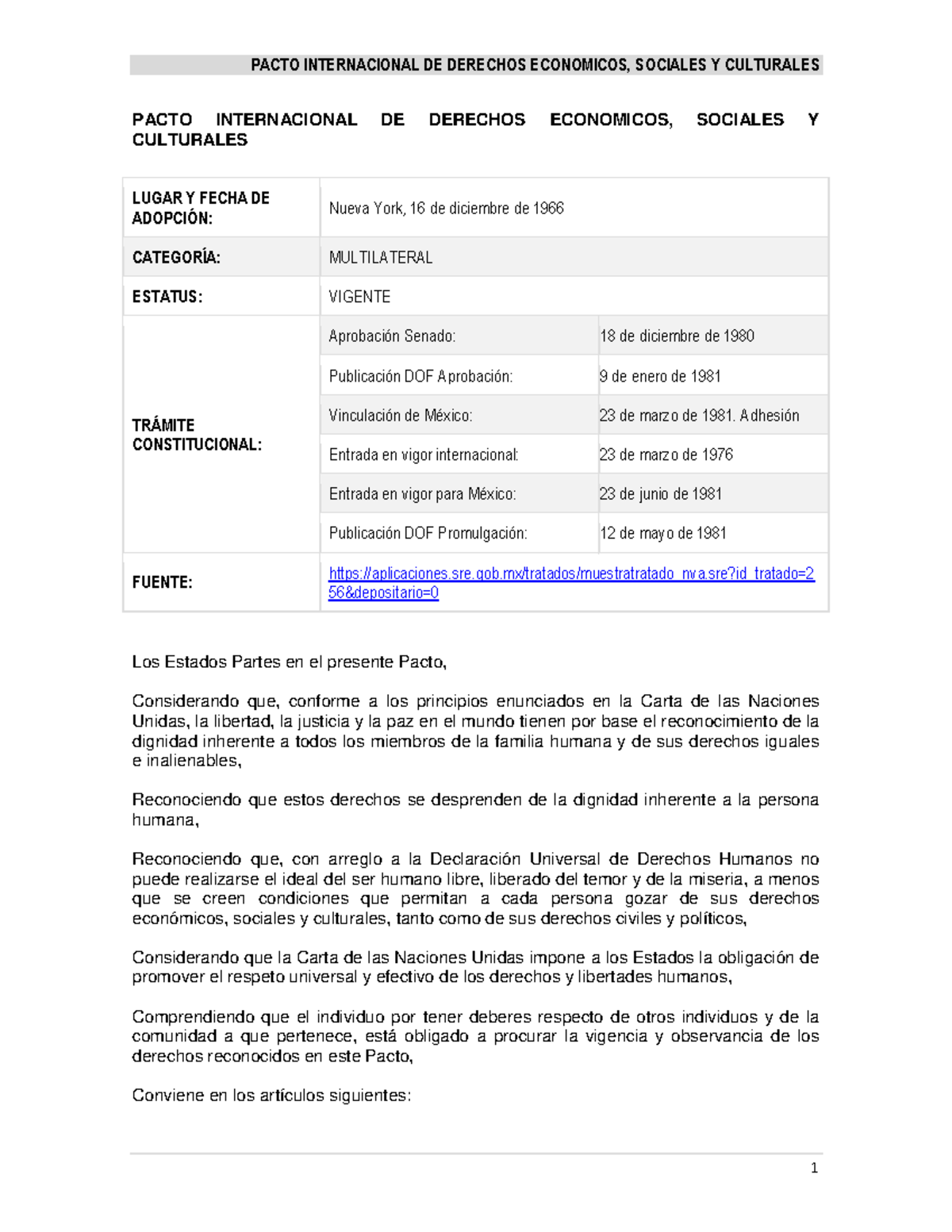 Pacto Internacional de Derechos Economicos - PACTO INTERNACIONAL DE ...