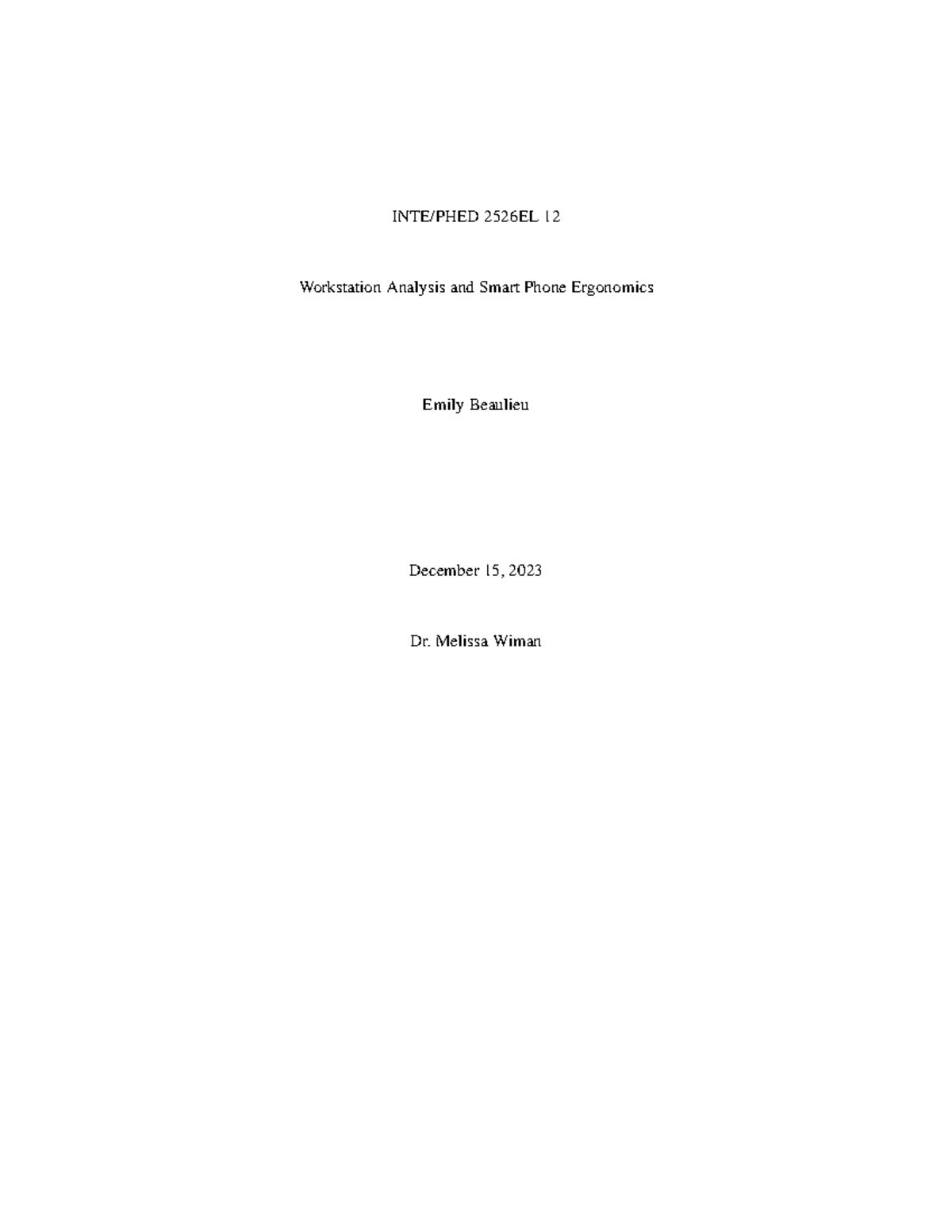 FIRST ASSIGNMENT - INTE/PHED 2526EL 12 Workstation Analysis and Smart ...